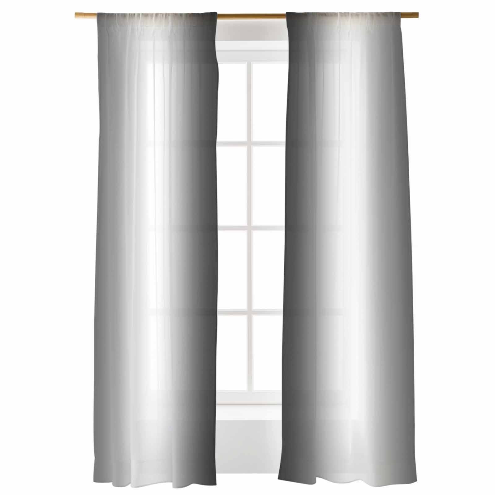 Sheer Curtains 96 inches Long, Abstract Dark Gray White Gradient Ombre ...