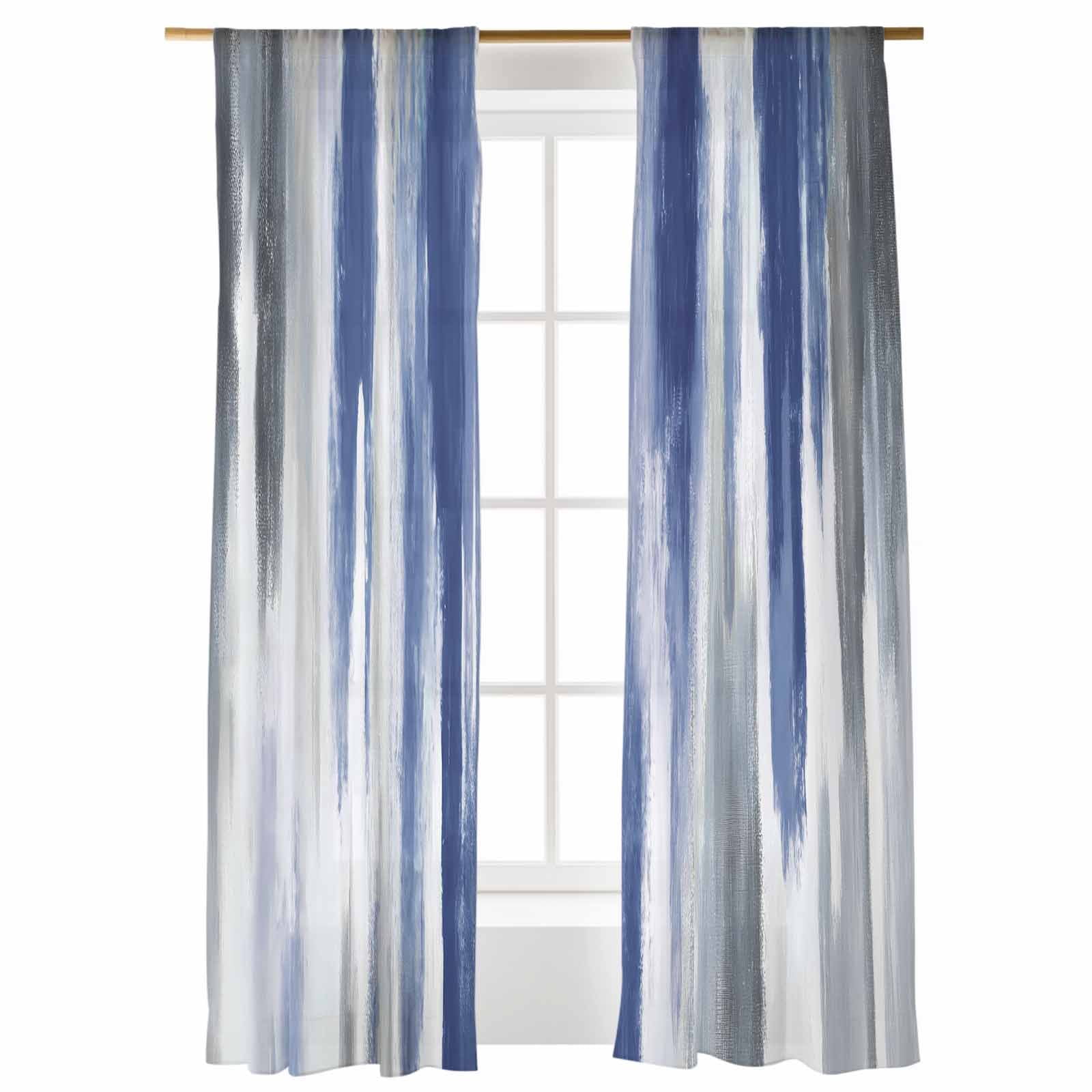 Sheer Curtains 96 inches Long, Abstract Grey Navy Blue Mottled Gradient ...