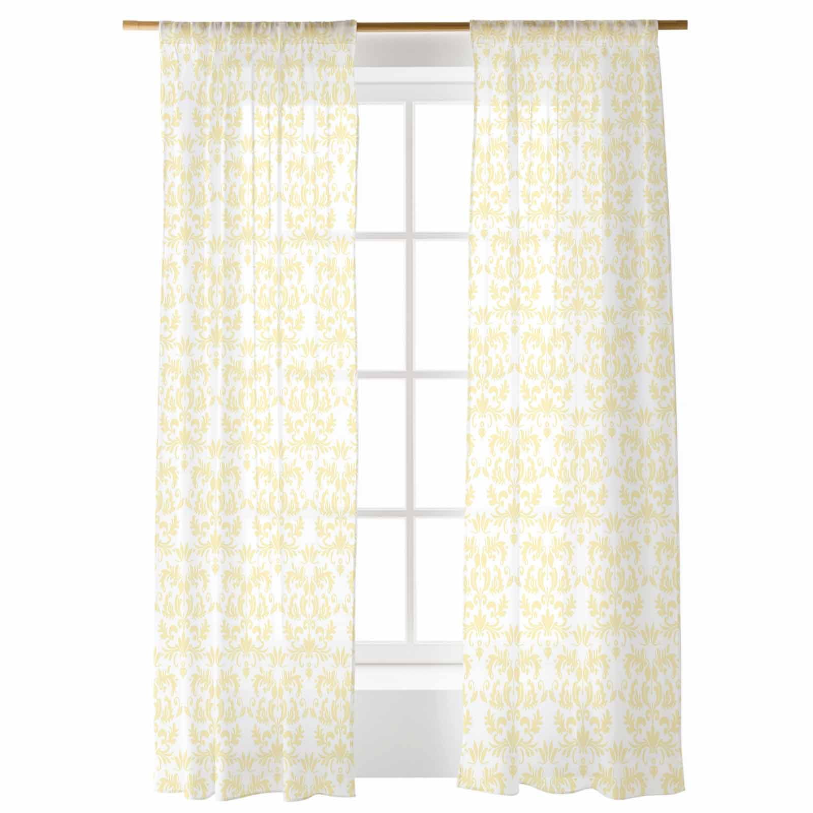 Sheer Curtains 96 inches Long, Baroque Pattern Yellow Vintage Abstract ...