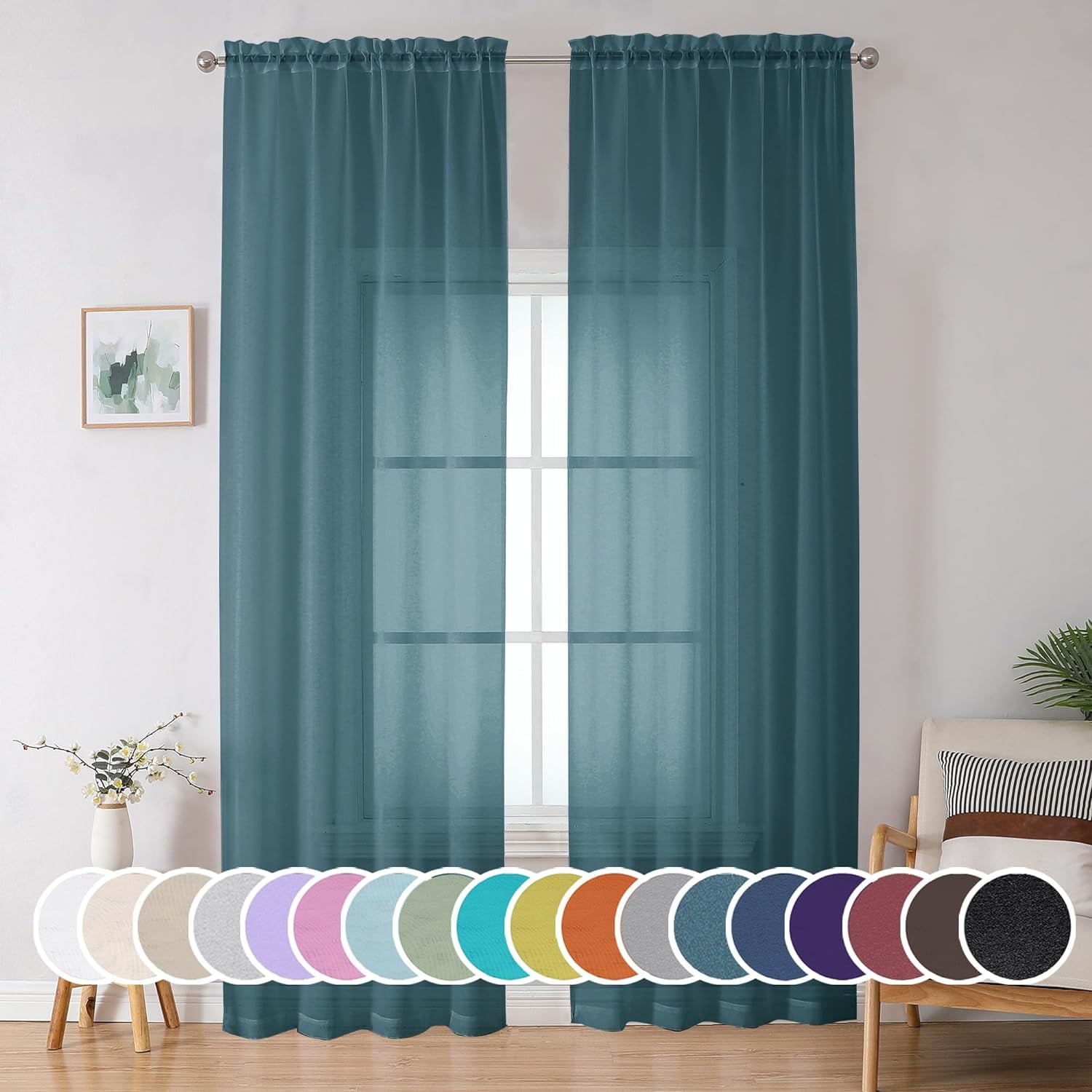 Sheer Curtains 96 inches Long for Bedroom Living Room 2 Panels Set ... Sheer Curtains 96 inches Long for Bedroom Living Room 2 Panels Set ...