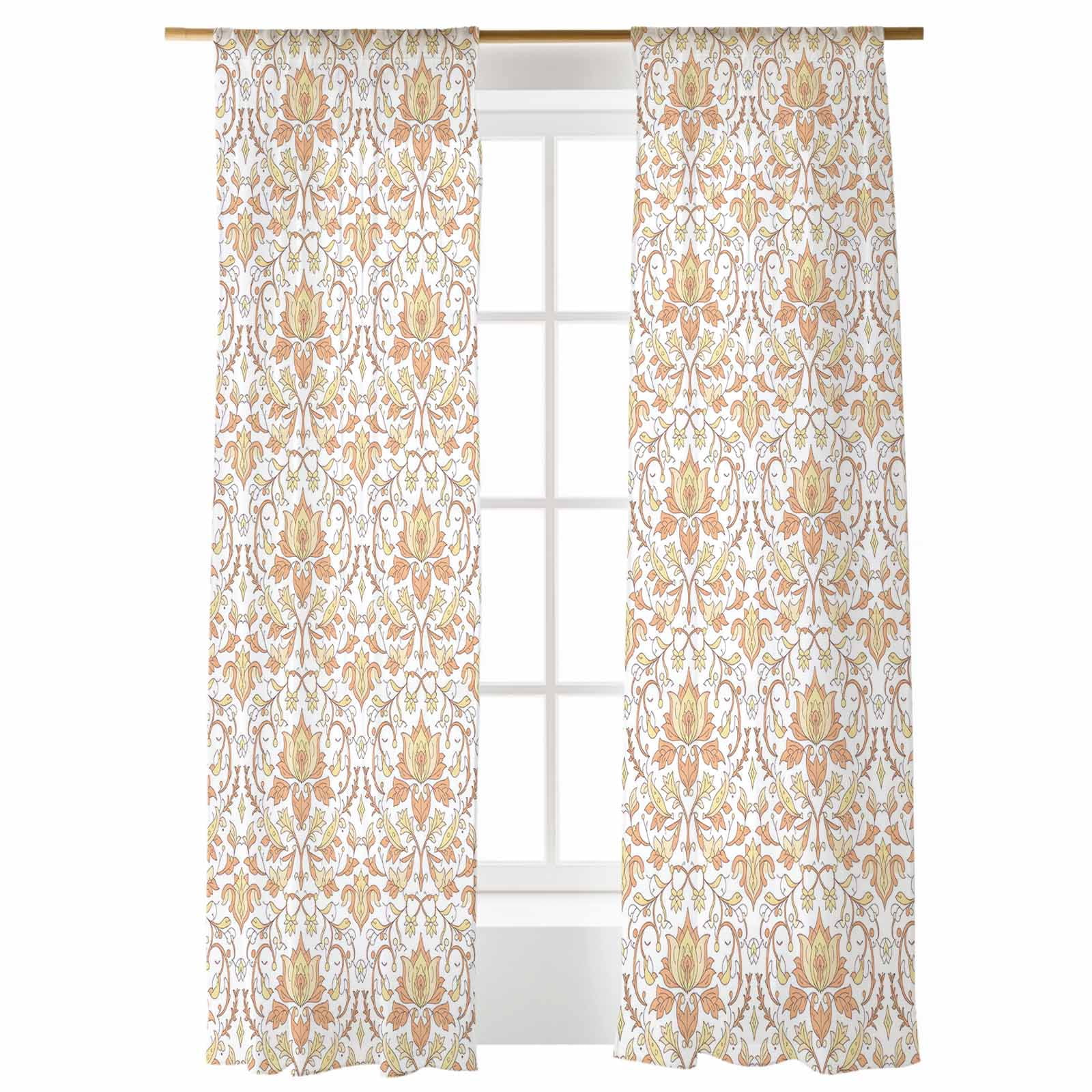 Sheer Curtains 96 inches Long, Ethnic Style Retro Medieval Yellow ...