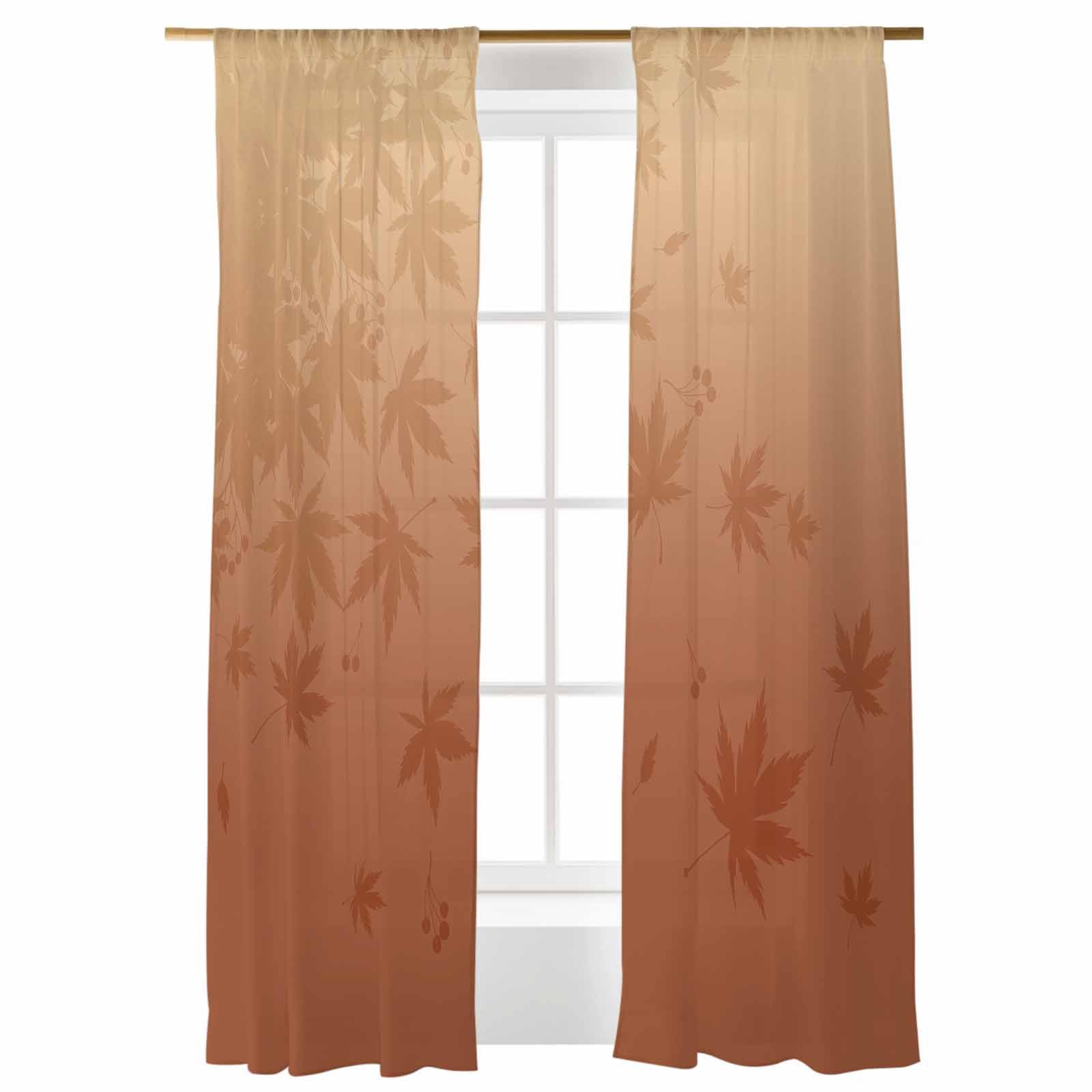 Sheer Curtains 96 inches Long, Maple Leaf Fall Thanksgiving Leaves ...