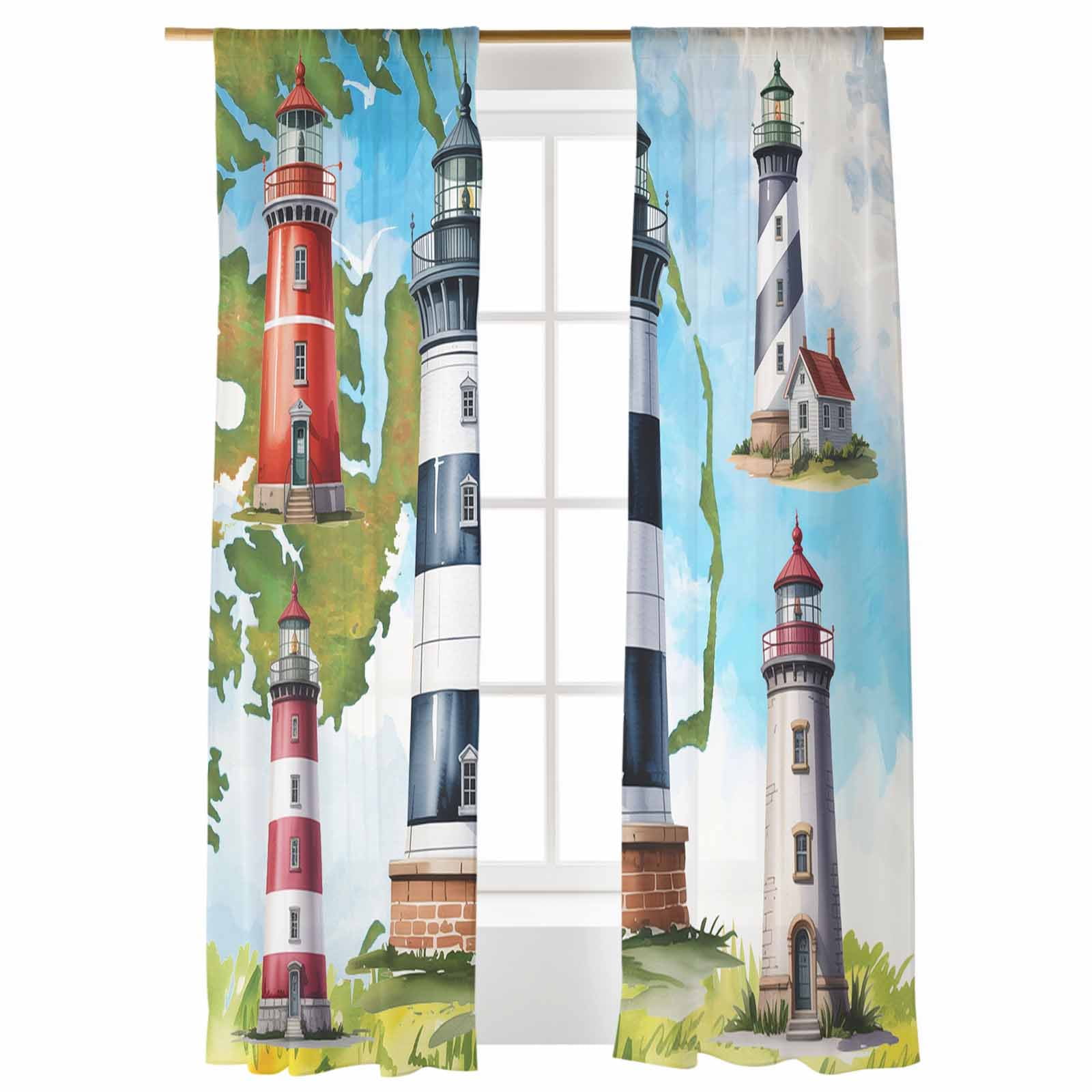 Sheer Curtains 96 inches Long, Oil Painting Texture Watercolor Ocean ...