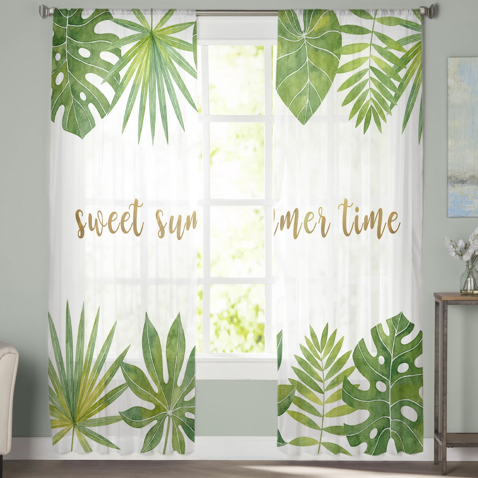 Sheer Curtains 96 inches Long, Sweet Summer Time Light Filtering Sheer ...