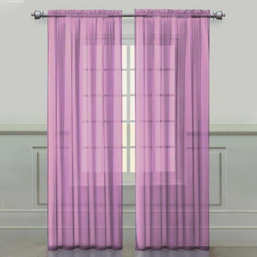Sheer Curtains Linen Texture Window Panels, Semi Sheer Drapes, 39 x 79 ...