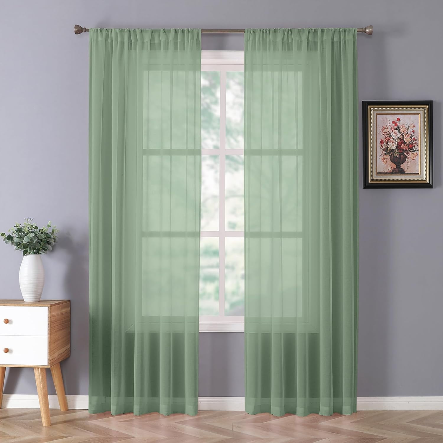 Sheer Curtains Linen Textured Bedroom Curtain Sheers Light Filtering ...