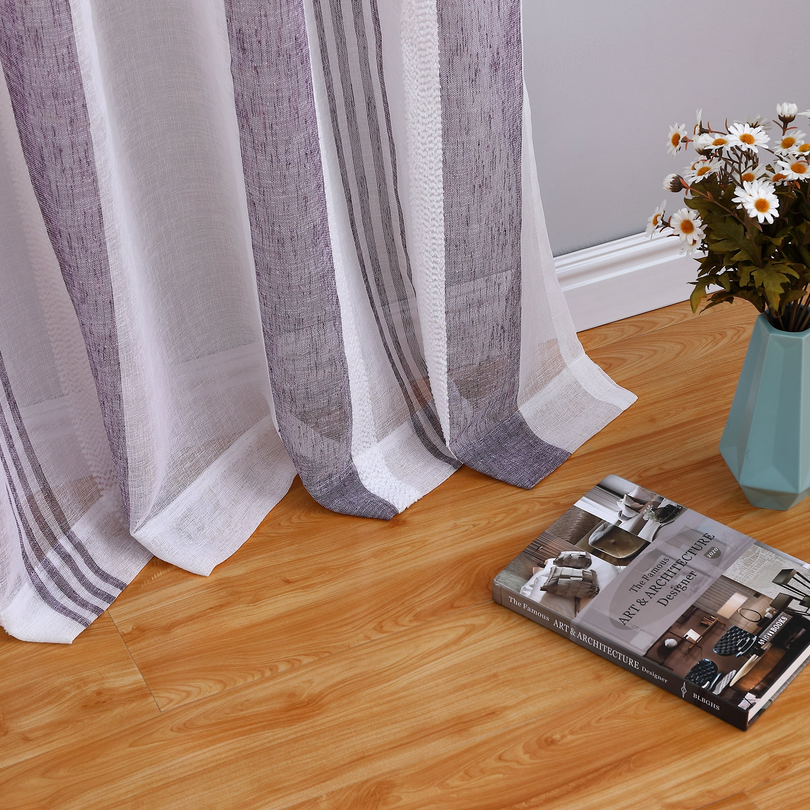Sheer Curtains Striped Curtains for Living Room Long Curtains ...