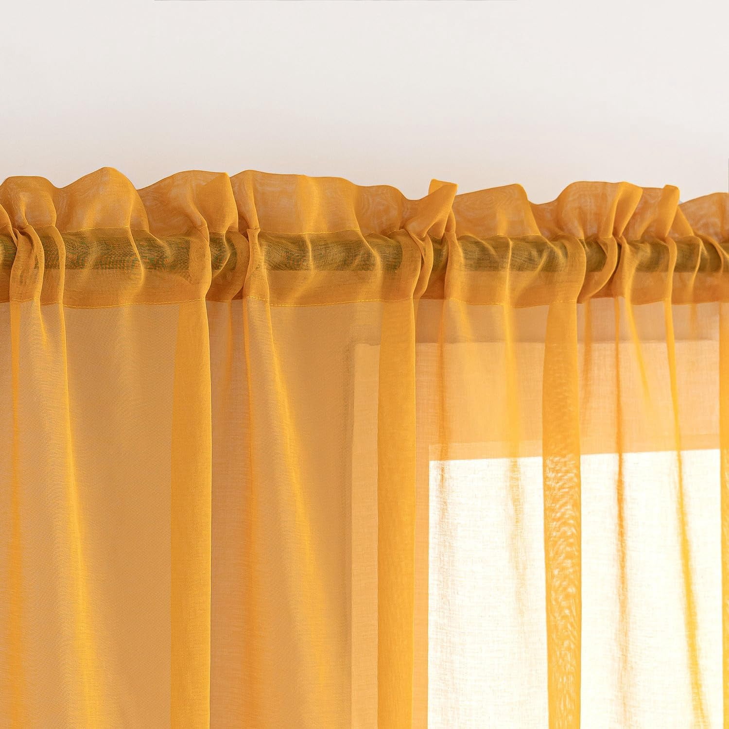 Sheer Curtains Yellow 84 Inches Long, Window Treatments Rod Pocket ...