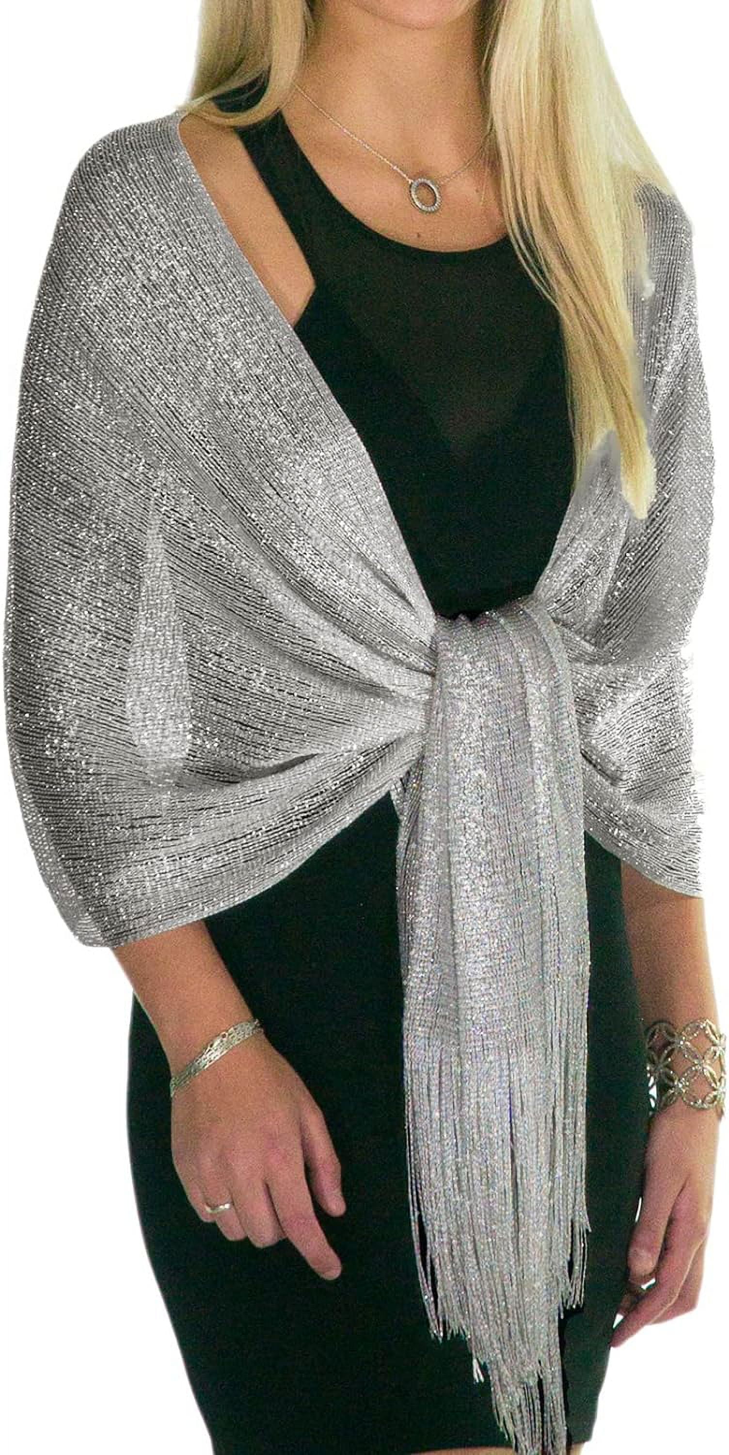 Sheer Glitter Sparkle Shawl Wrap Fringe Prom Weddings Evening Scarfs ...