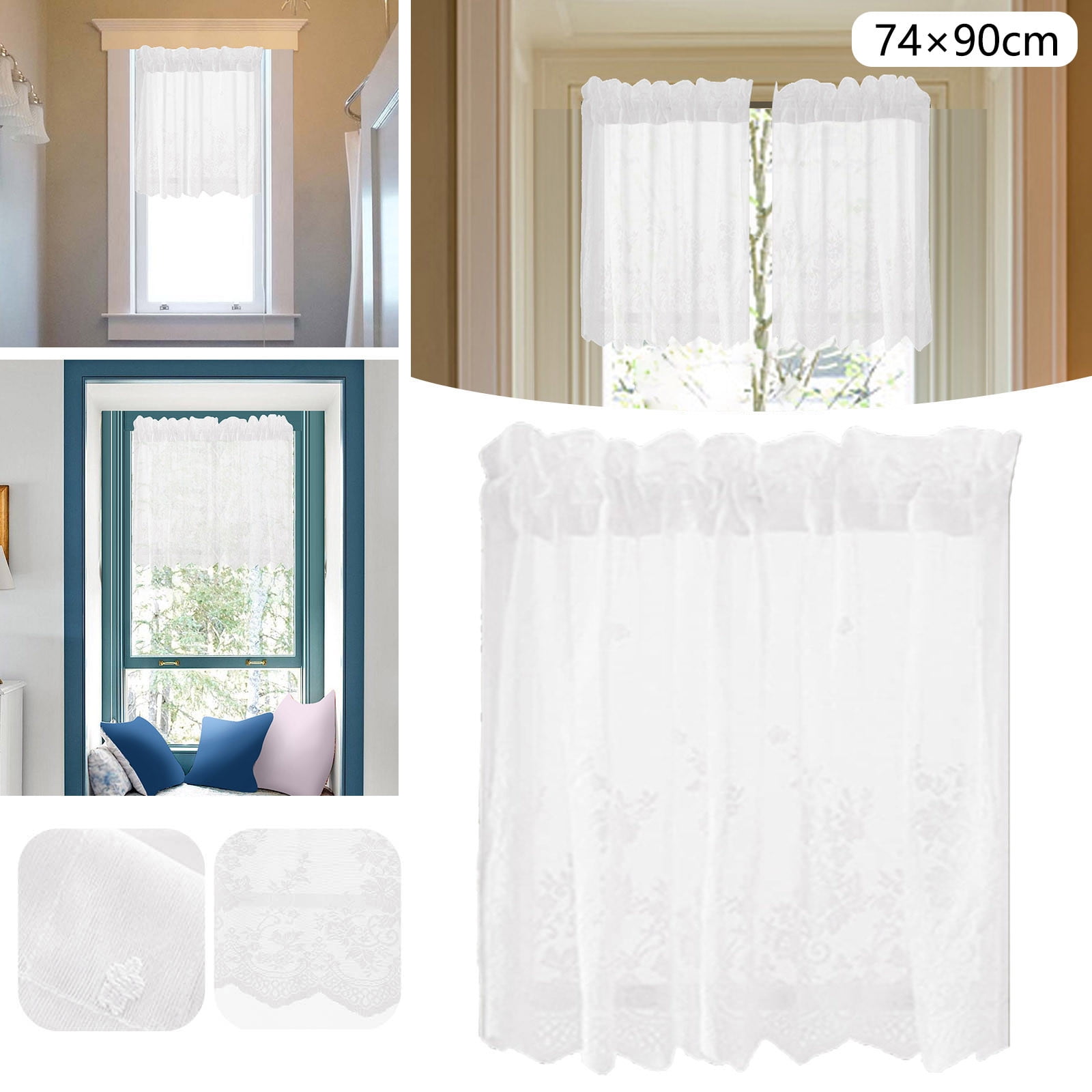 Sheer Lace Curtains, 35 X 29 Inches, Elegant Embroidered Floral Lace ...