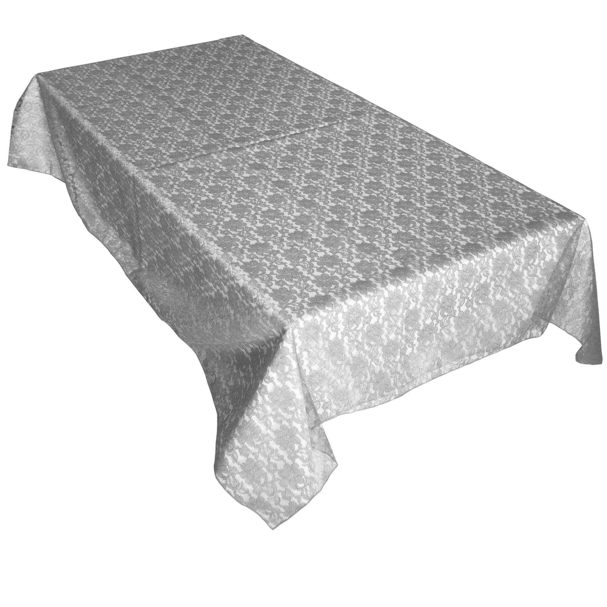 Sheer Lace Tablecloth Overlay Wedding and Party Decoration Silver ...