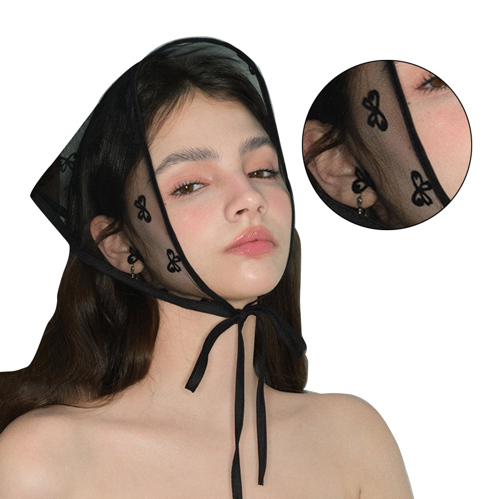 Sheer Lace Triangles Hair Scarf Cute Pattern Kerchief Tie Back French ...