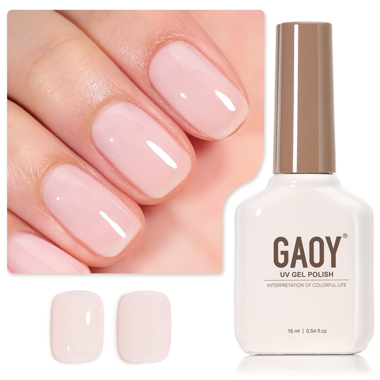 Sheer Light Pink Gel Nail Polish, 16ml Jelly Milky White Peach ...
