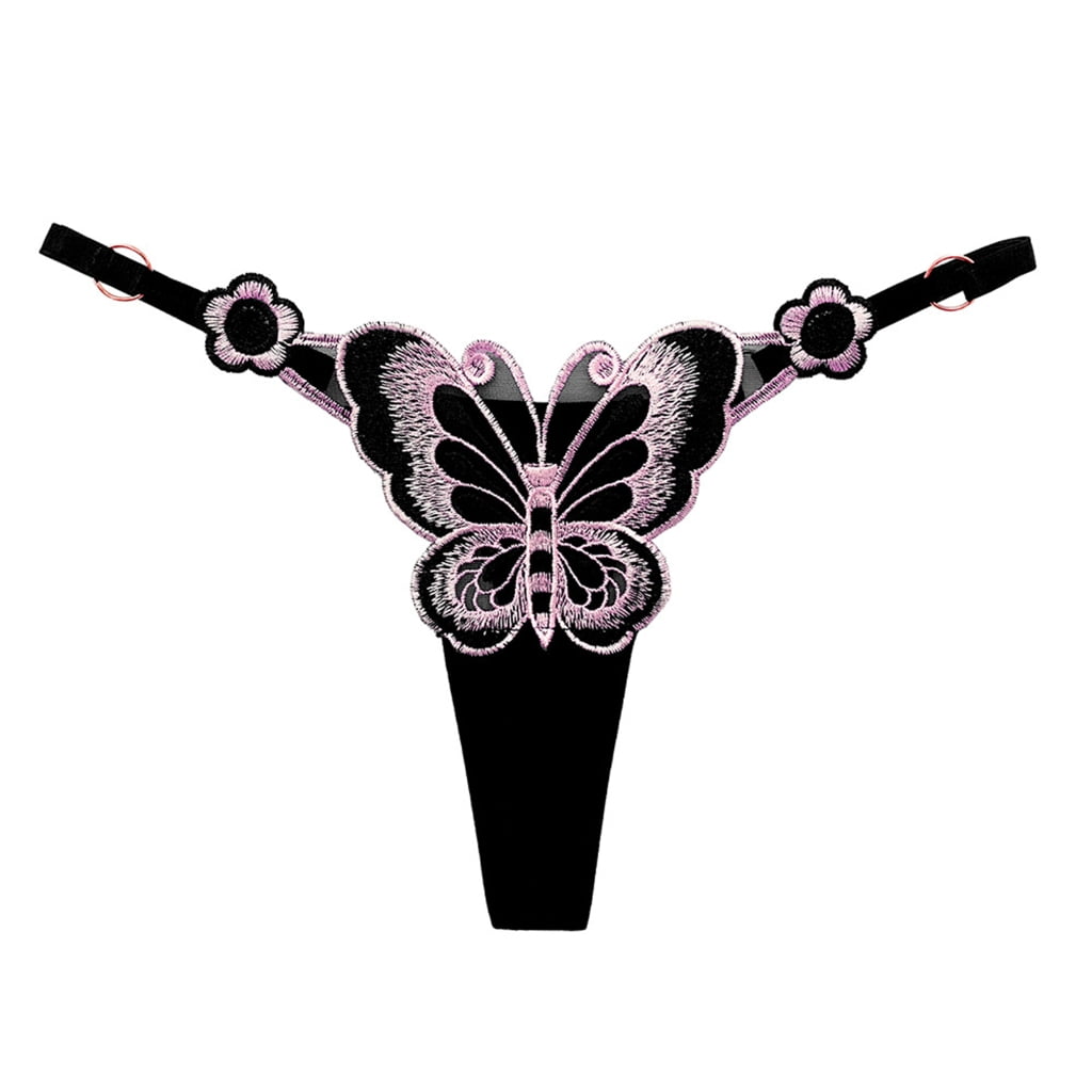 Sheer Mesh Underwear Butterfly Lace Bikini Panties G-String Low Rise G ...