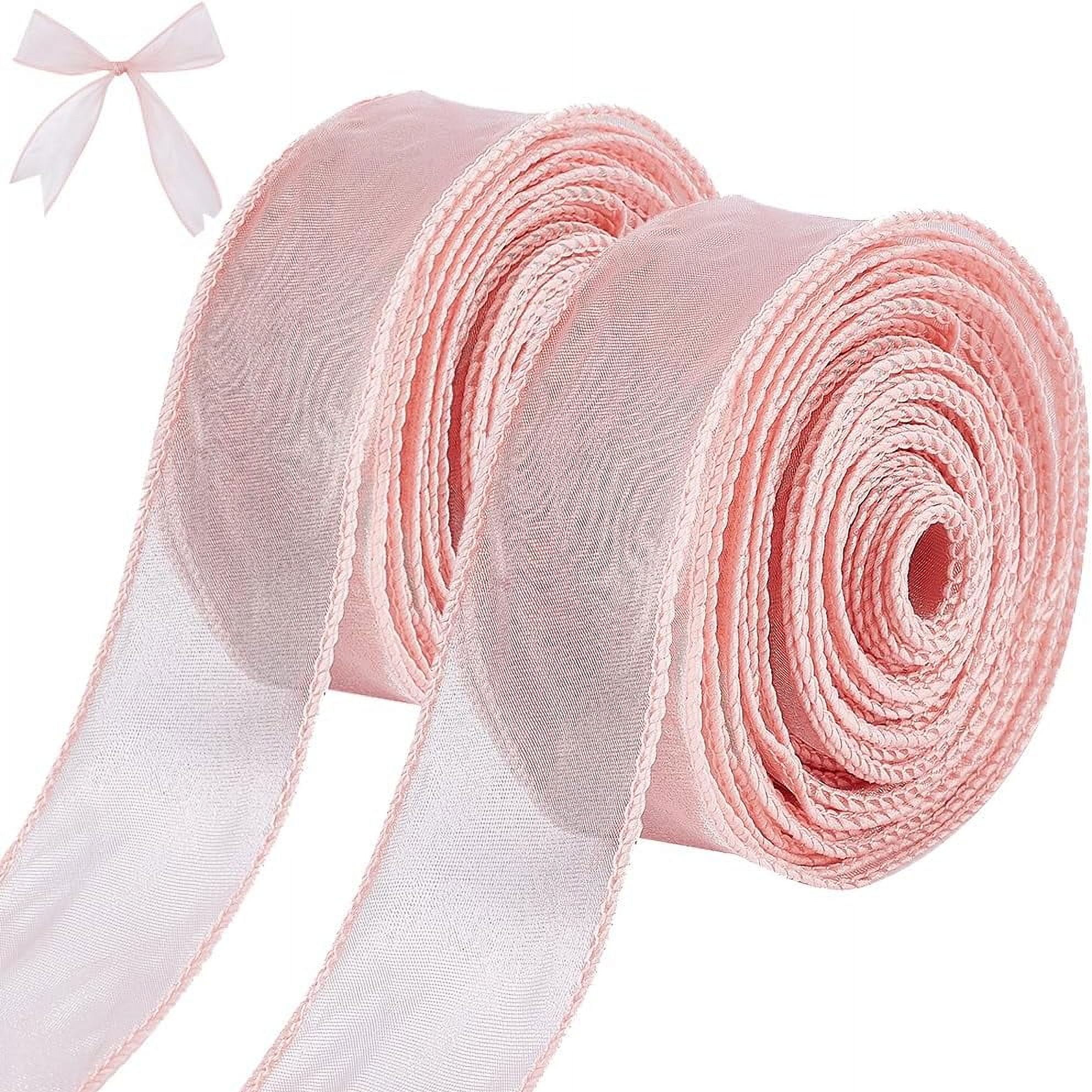 Sheer Organza Ribbon Light Pink 40mm x 10m Chiffon Ribbon roll for DIY ...
