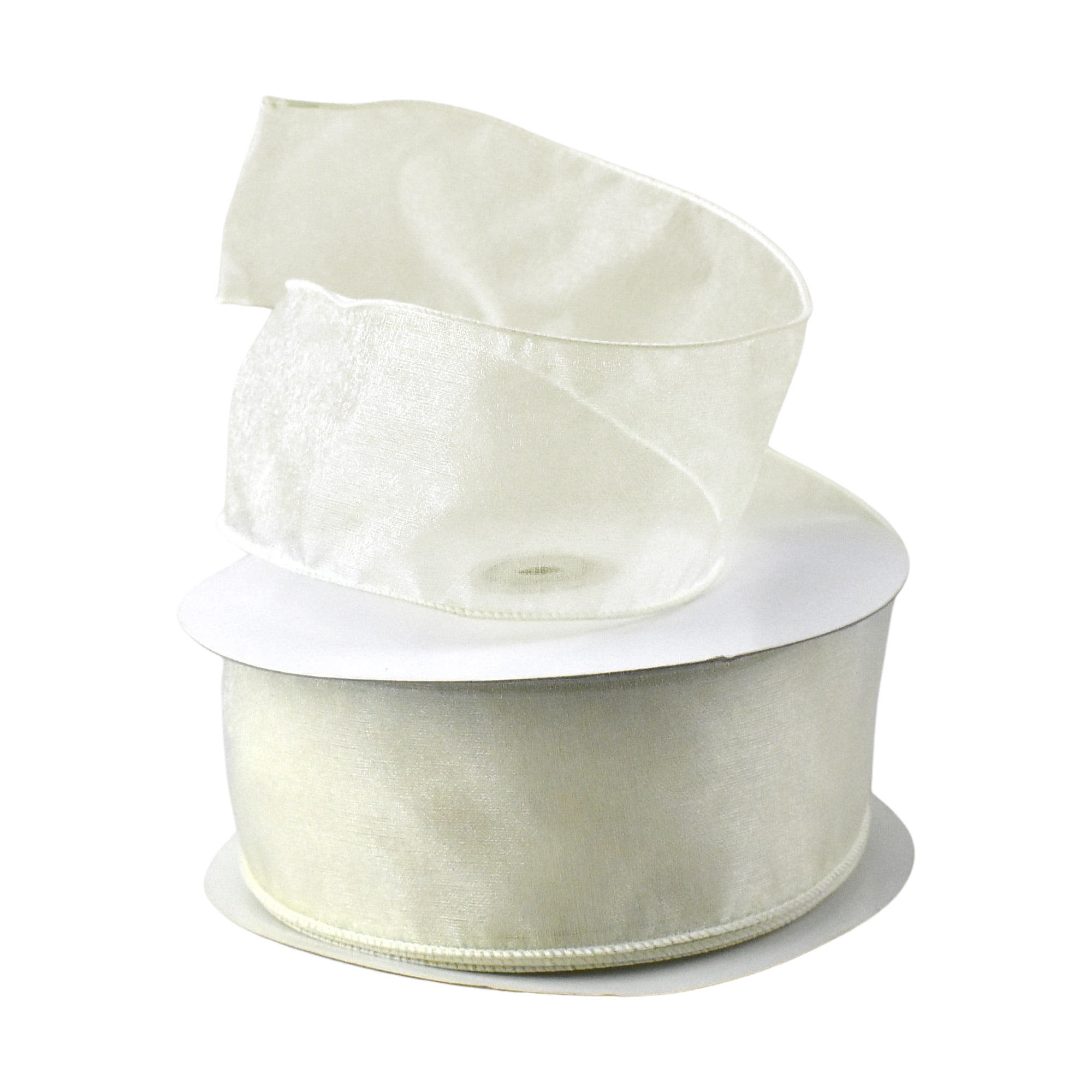 Sheer Organza Wired Ribbon, 2-1/2-inch, 50-yard, Ivory - Walmart.com