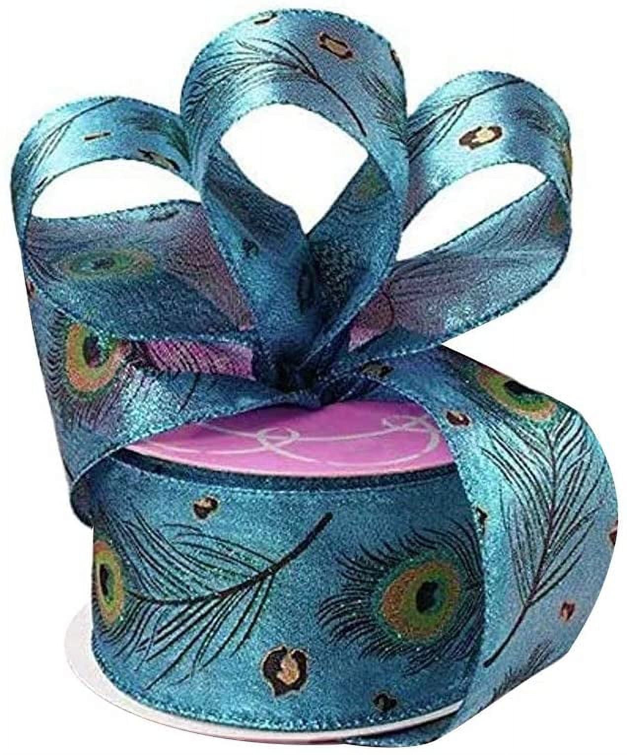 GiftWrap Etc. Sheer Peacock Print Wired Ribbon, 2 1/2in x 10 Yards ...