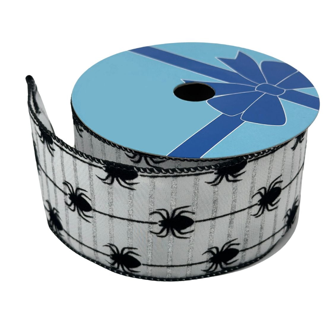 Halloween Spider Stripes Wired Ribbon - 2 1/2" x 10 Yards, White ...