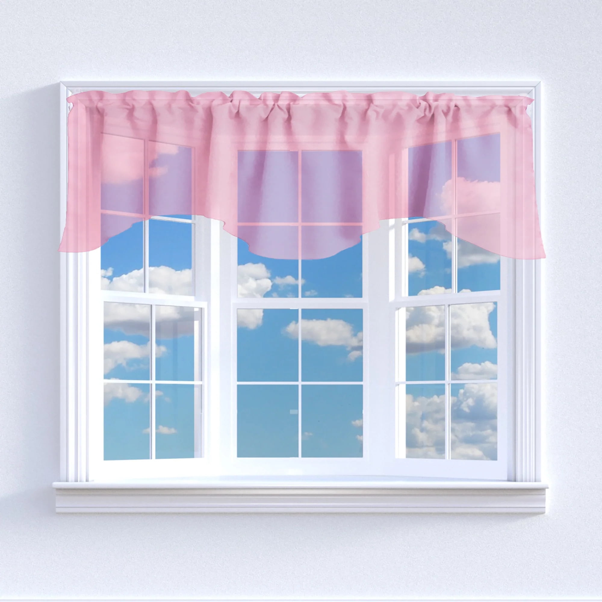 Sheer Tinted Organza Solid Scalloped Window Valance 58" Wide / 20" Tall ...