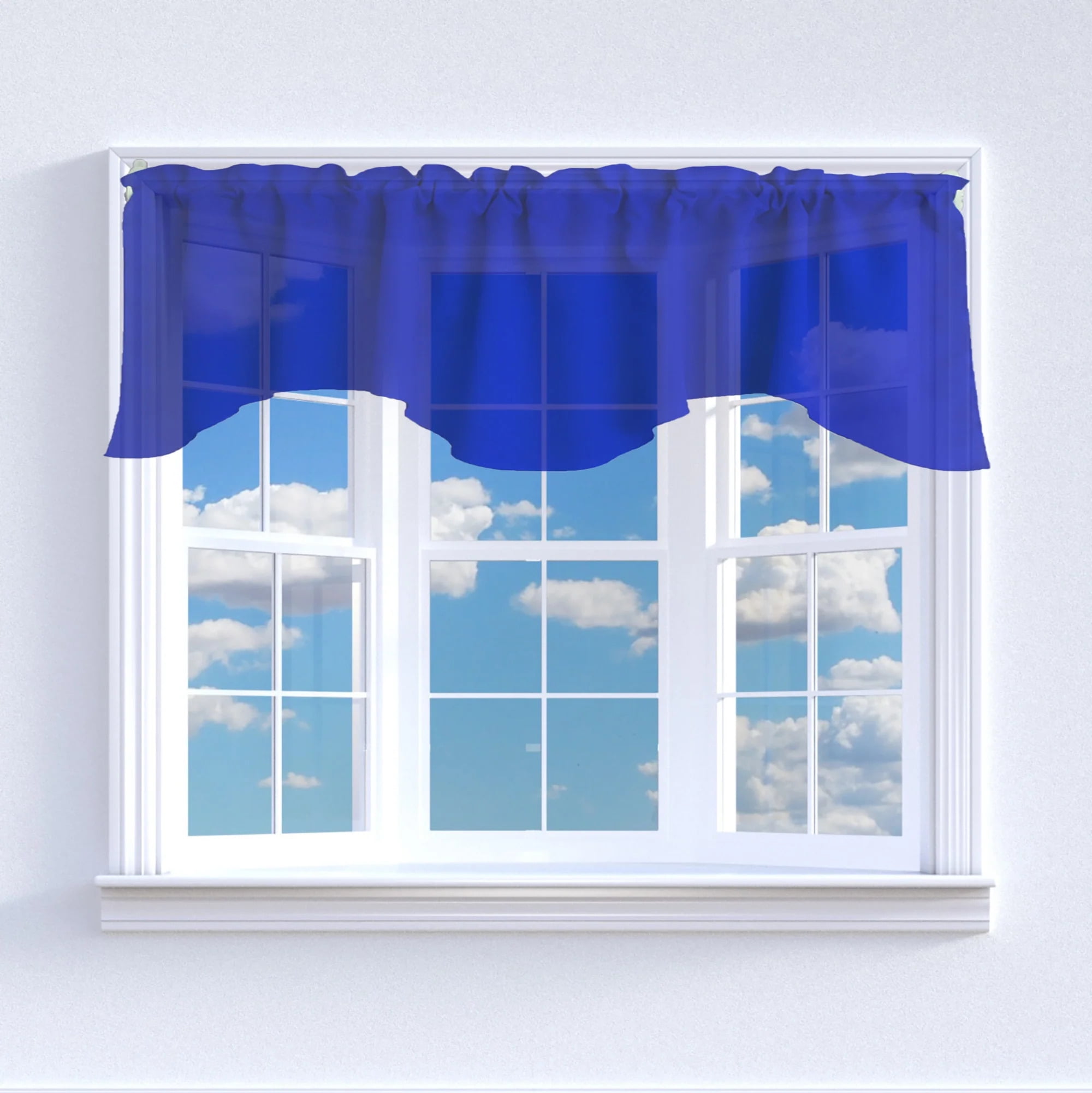 Sheer Tinted Organza Solid Scalloped Window Valance 58" Wide / 20" Tall ...