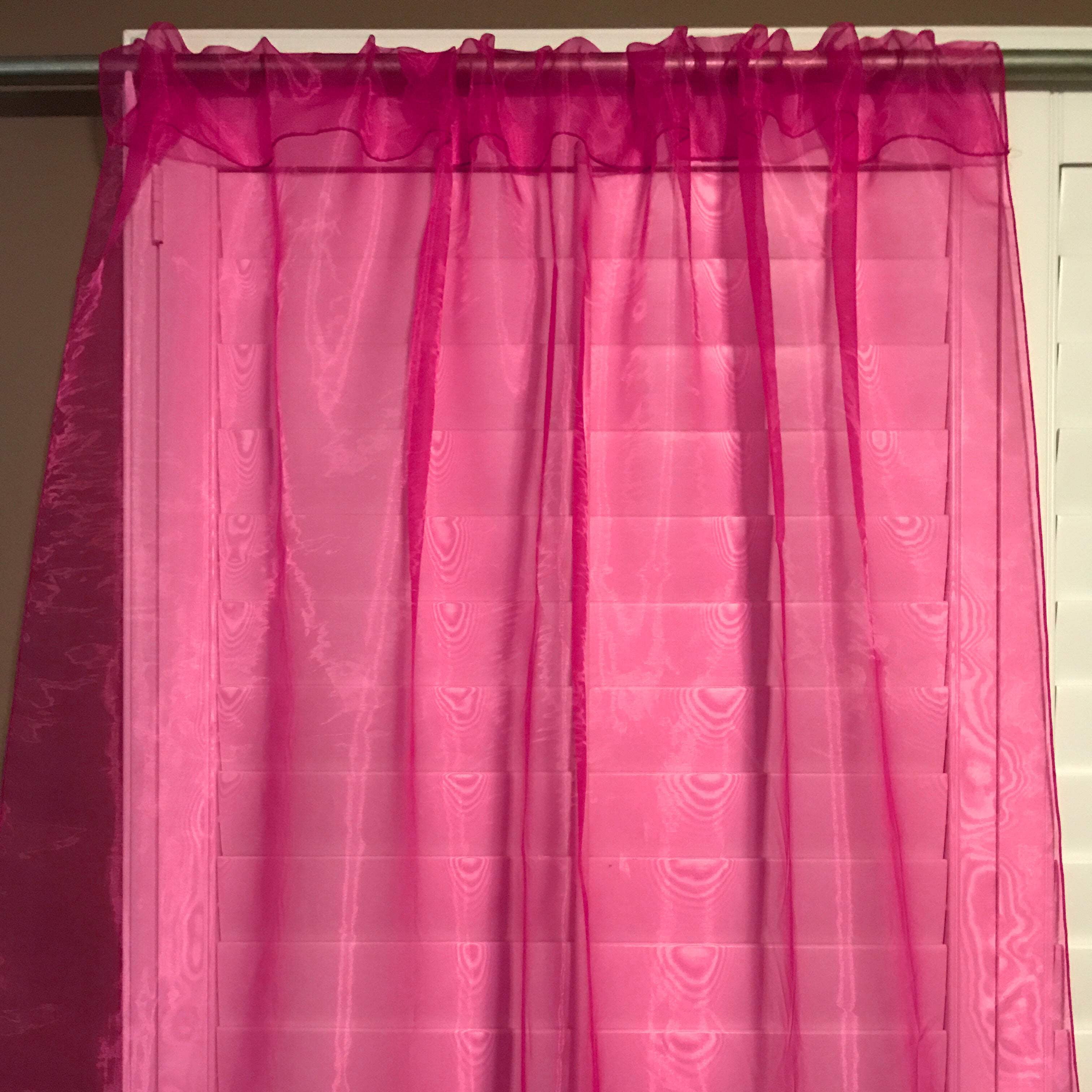 Sheer Tinted Organza Solid Single Curtain Panel 58 Inch Wide Fuchsia ...