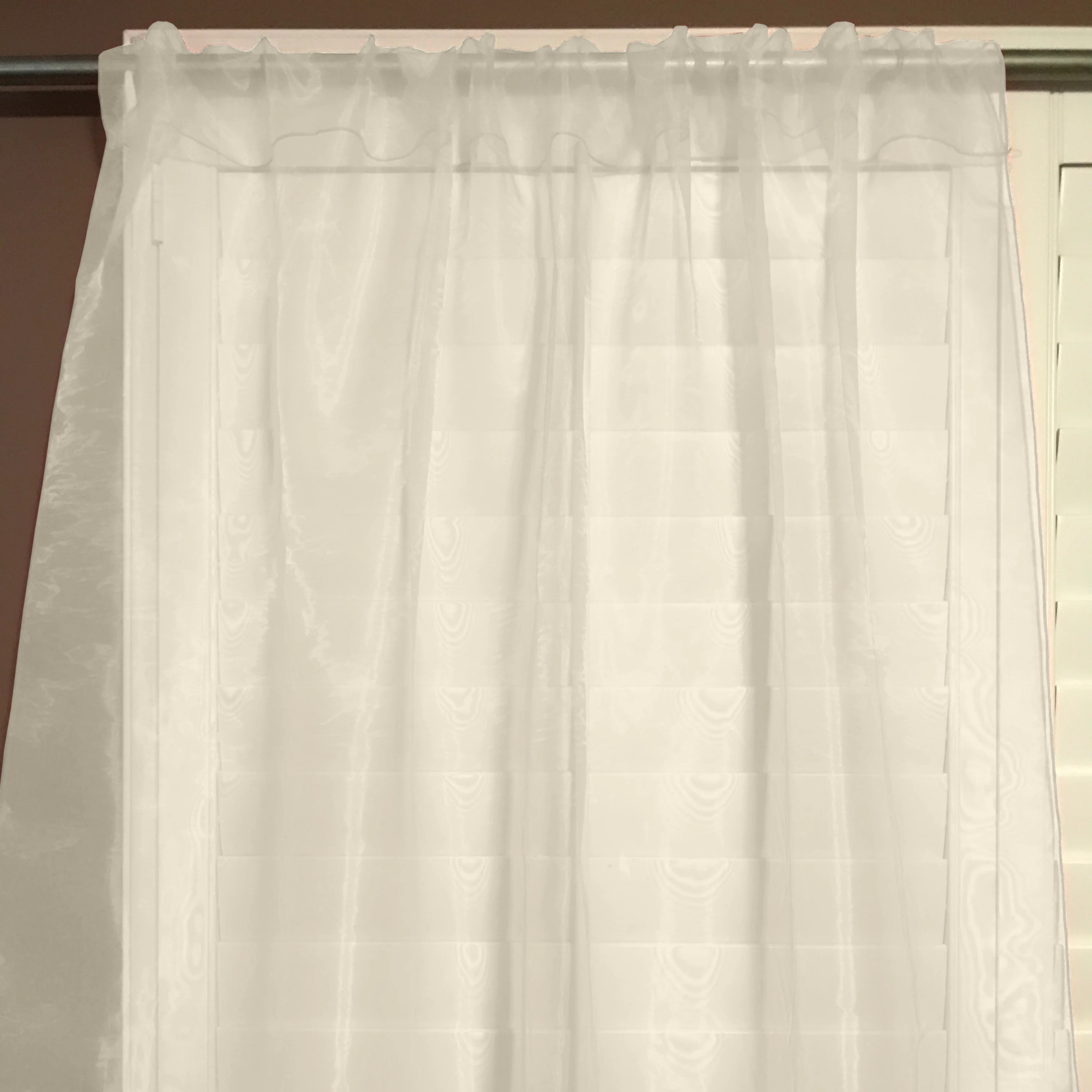Sheer Tinted Organza Solid Single Curtain Panel 58 Inch Wide Ivory ...