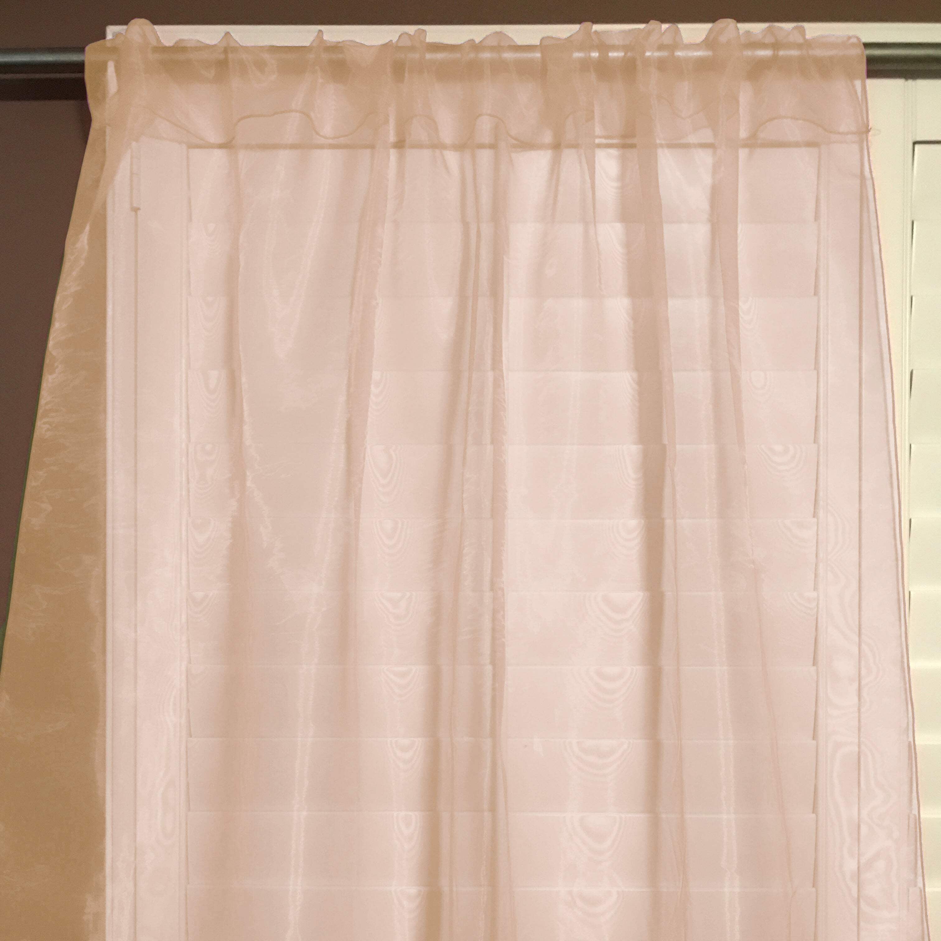 Sheer Tinted Organza Solid Single Curtain Panel 58 Inch Wide Peach ...