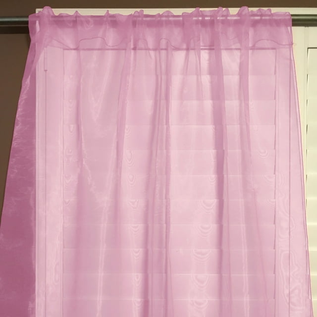 Sheer Tinted Organza Solid Single Curtain Panel 58 Inch Wide Pink ...