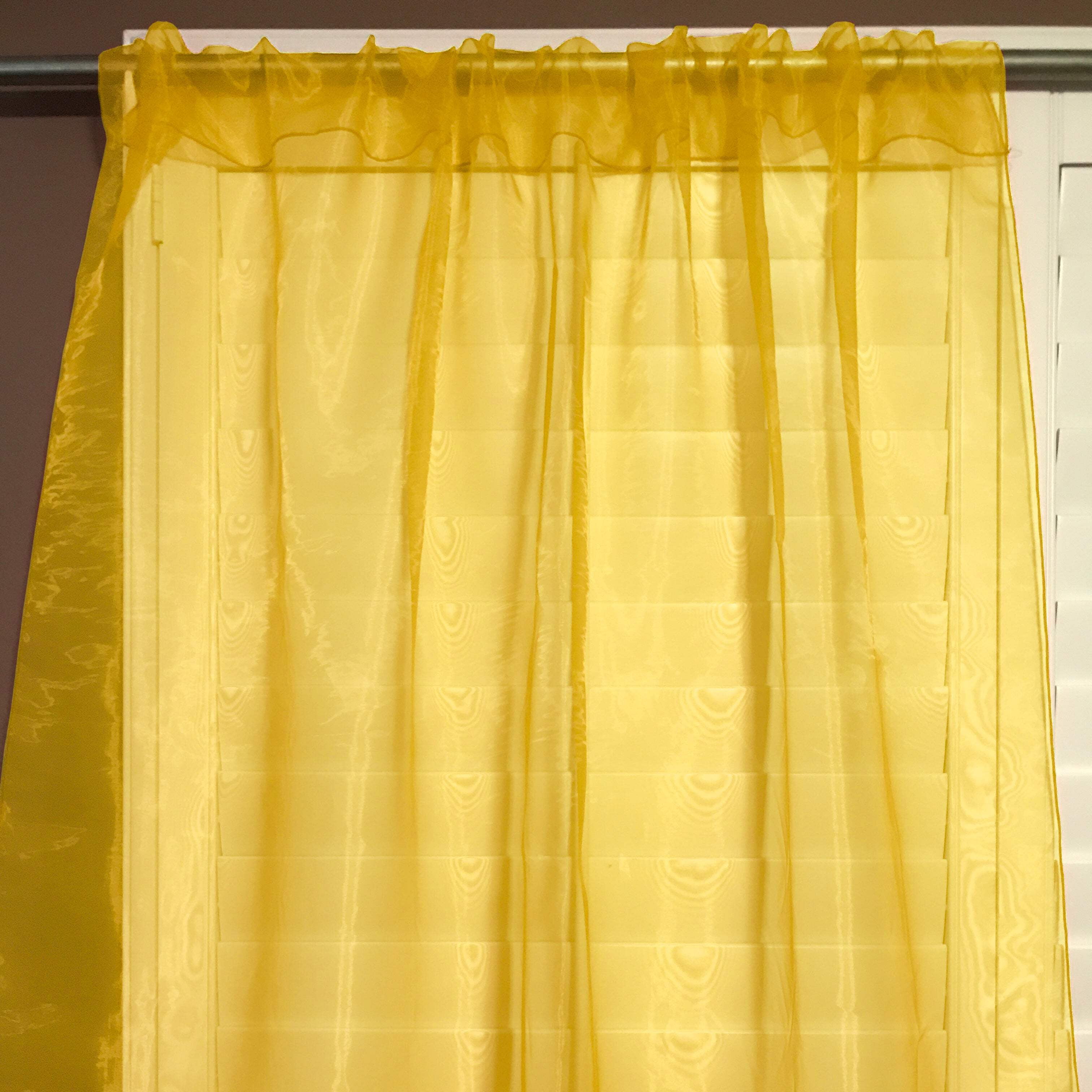 Sheer Tinted Organza Solid Single Curtain Panel 58 Inch Wide Yellow ...