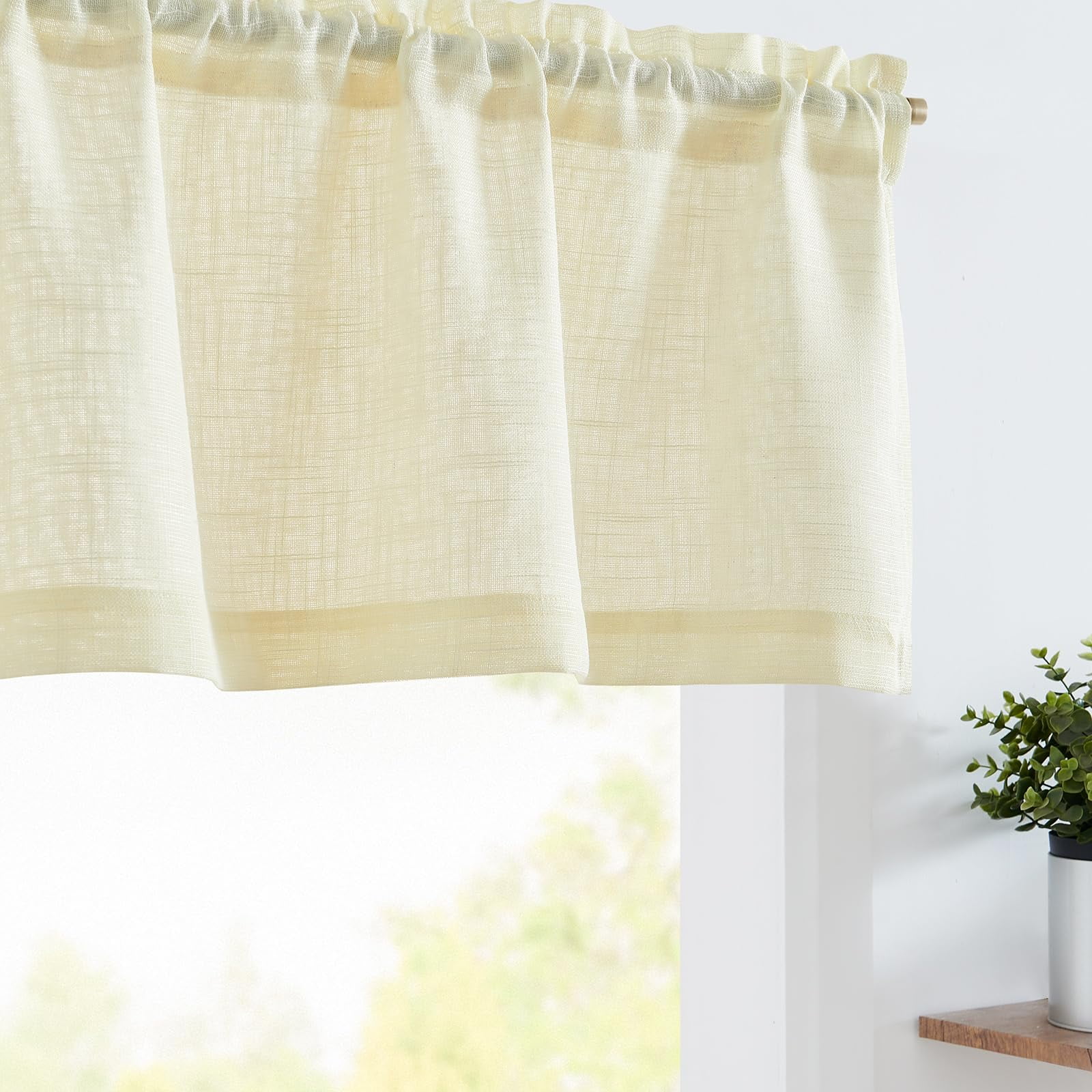 Sheer Valance Curtain Linen Textured Valance for Kitchen Living Room ...