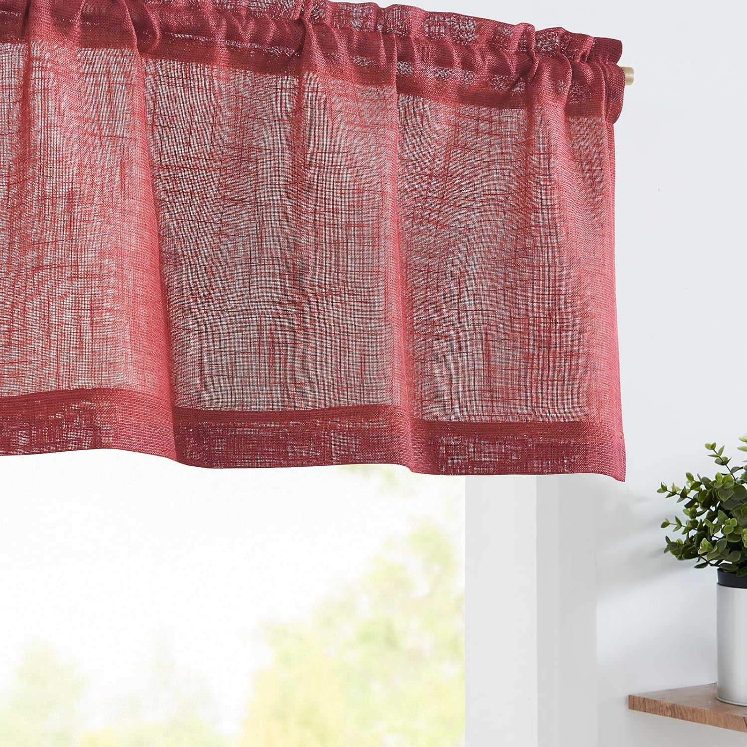 Sheer Valance Curtain Linen Textured Valance for Kitchen Living Room ...