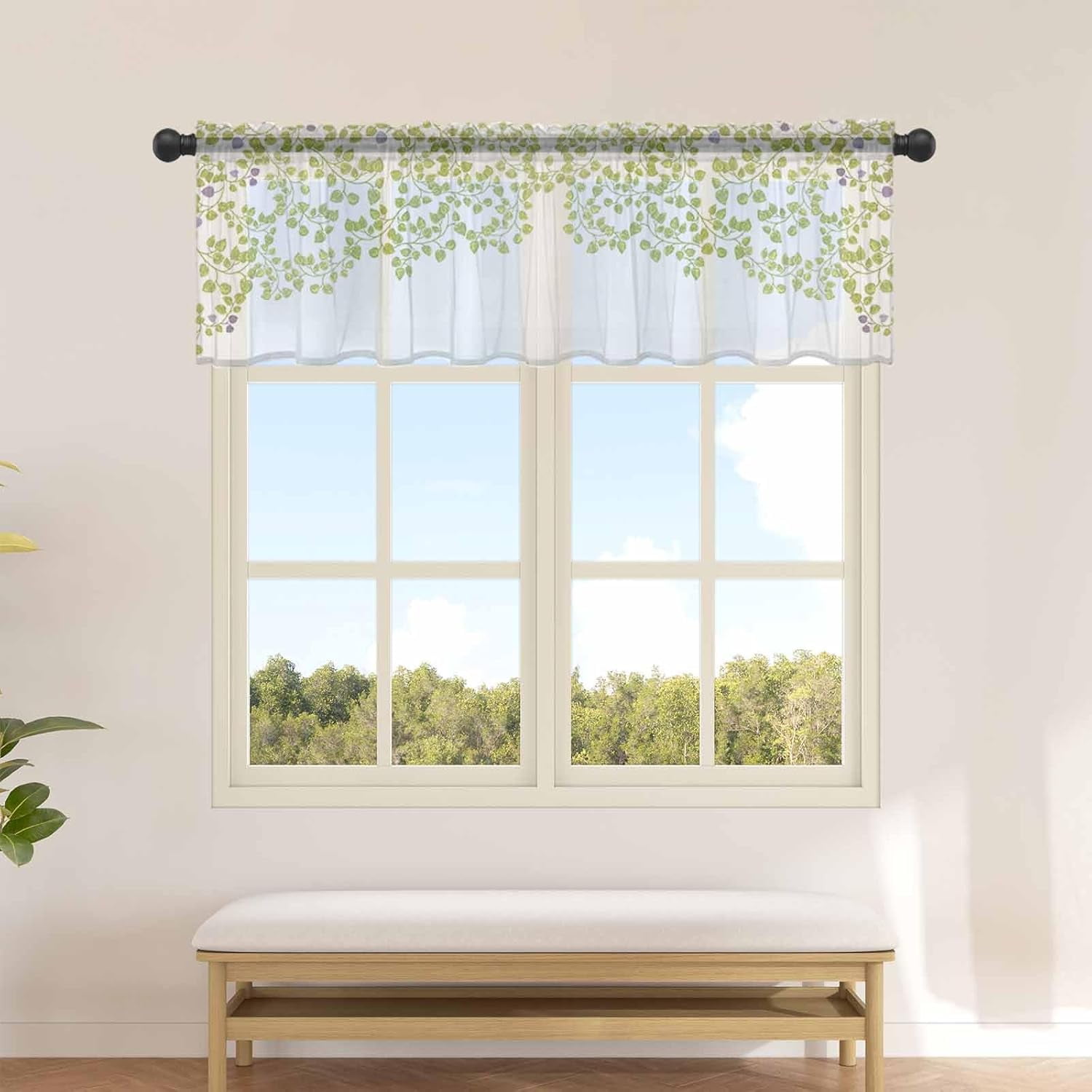 Sheer Valance Curtains, Voile Window Valances for Kitchen/Bedroom ...