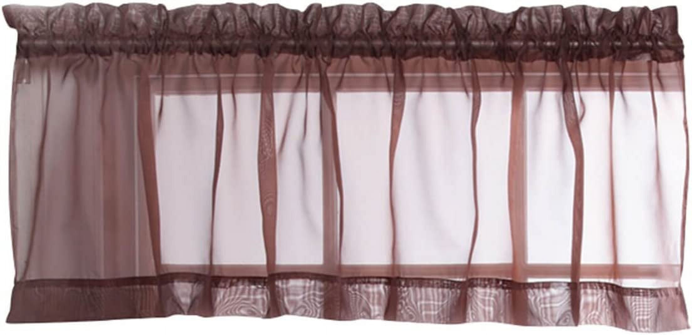 Sheer Voile Straight Valance, 60" x 14", Chocolate - Walmart.com