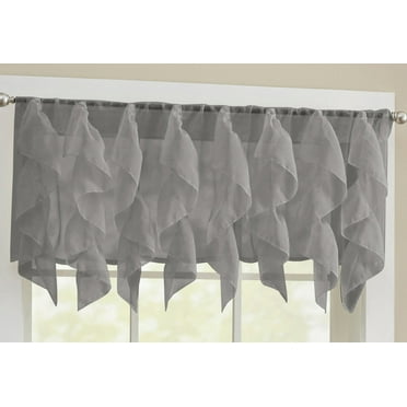 Sheer Voile Vertical Ruffle Window Kitchen Curtain 24" Tier Pair ...