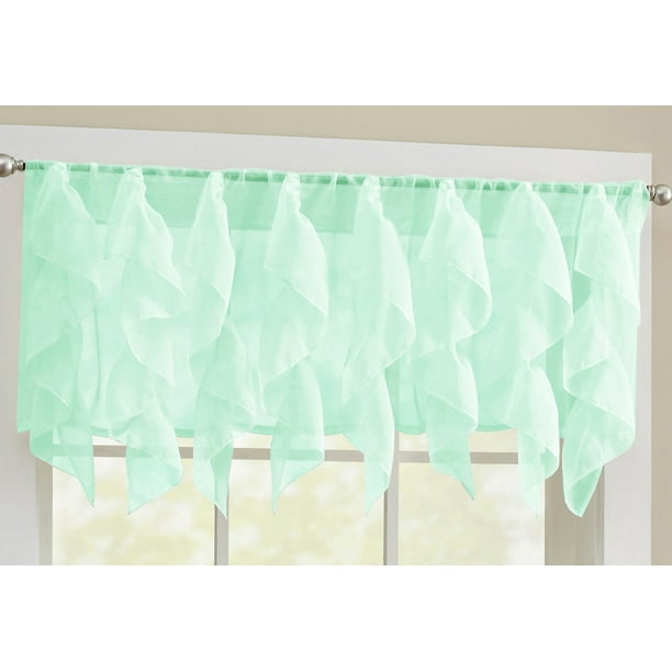 Sheer Voile Vertical Ruffle Window Kitchen Curtain 12" Valance ...