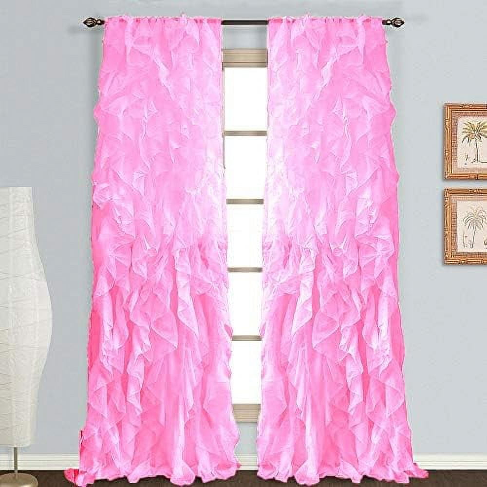 Sheer Voile Vertical Ruffled Window Curtain Panel (Light Pink, 2 Panels ...