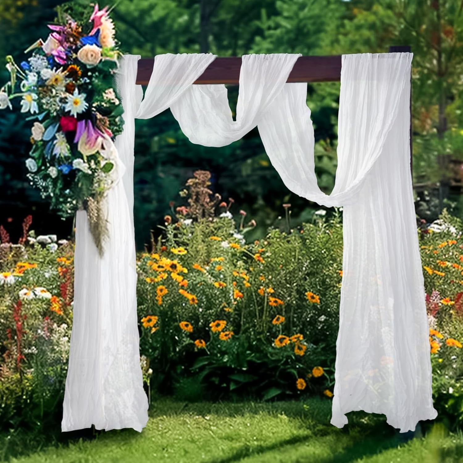 Sheer Wedding Arch Draping Fabric - 18ft Draping Window Curtain Scarf ...
