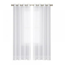 JIUZHEN Grey Sheer Curtains 54 Inches Long - Semi Transparent Light Filtering Grommet Window ...