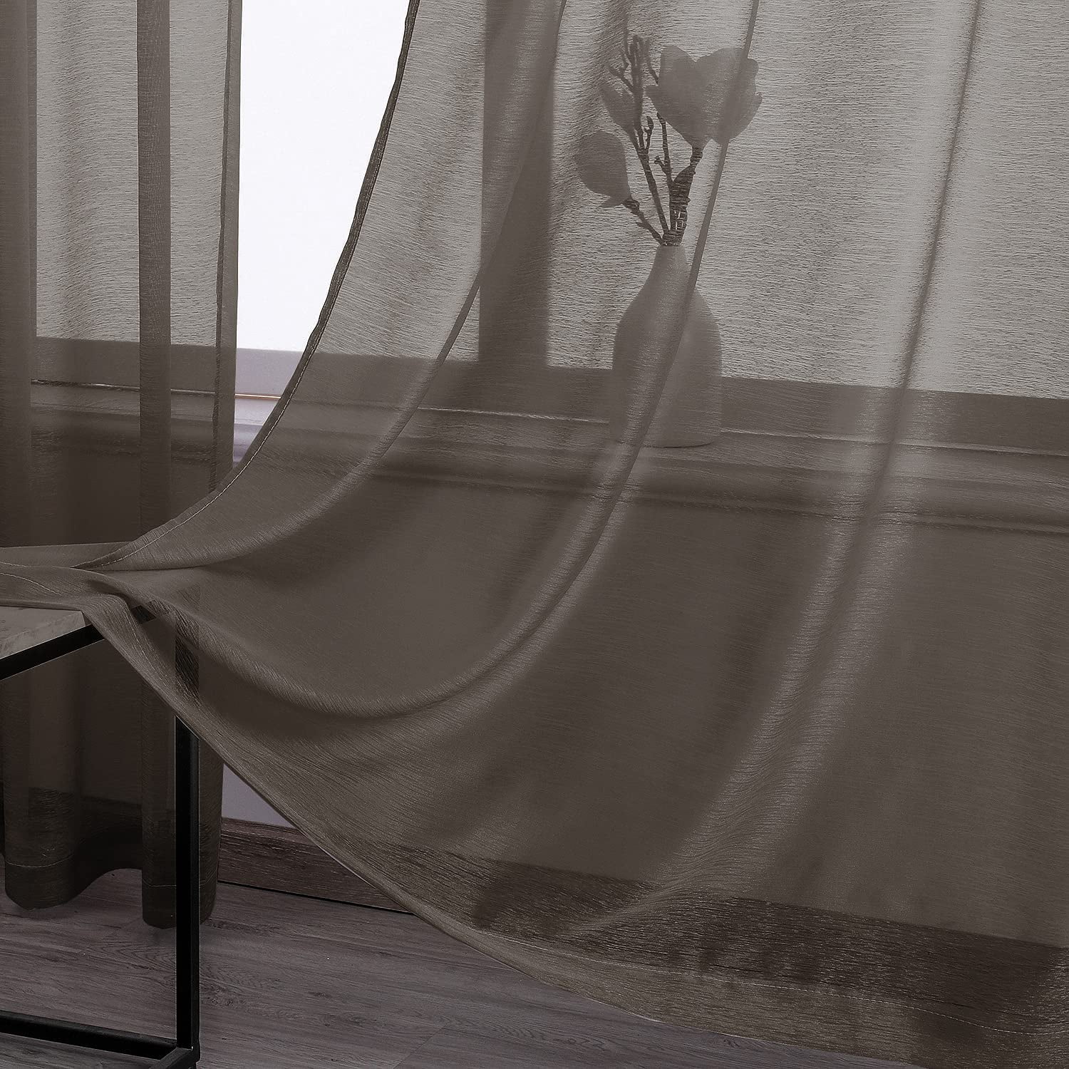 Sheer Window Panel Curtains -Luxury Soft Grommet Top Gauzy Sheer Drapes ...