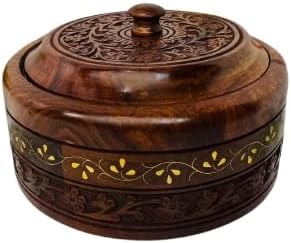 Sheesham Wood Casserole with Steel or Chapatti Box for Keeping them Hot ...