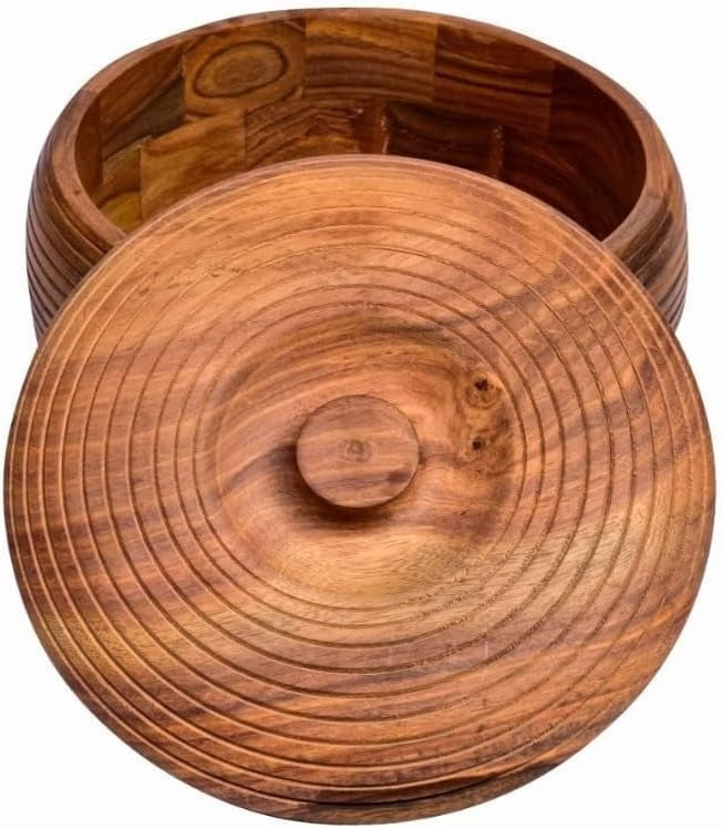 Sheesham Wooden Chapati Box Casserole Roti(Brown) Wooden Roti / Chapati ...