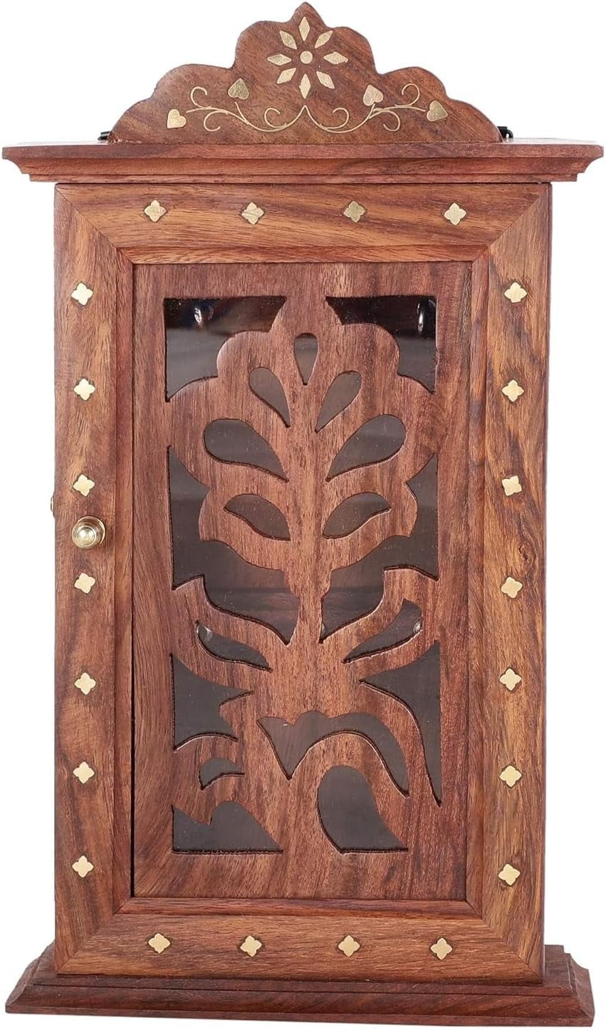 Sheesham Wooden Wall Mount Hanging Safe Box Keychain Holder Antique ...