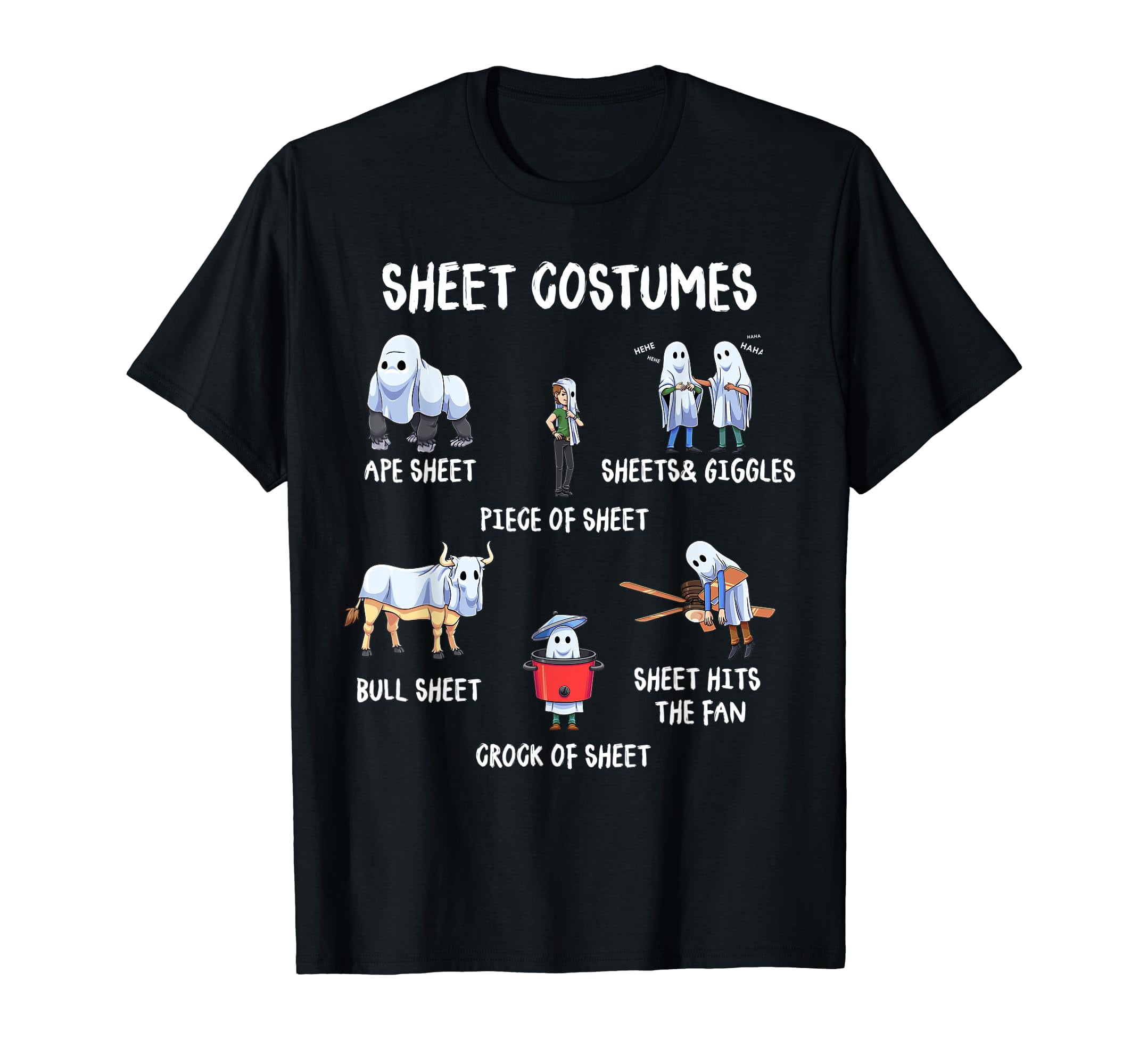 Sheet Costumes Funny Various Ghost Halloween Costumes T-Shirt - Walmart.com