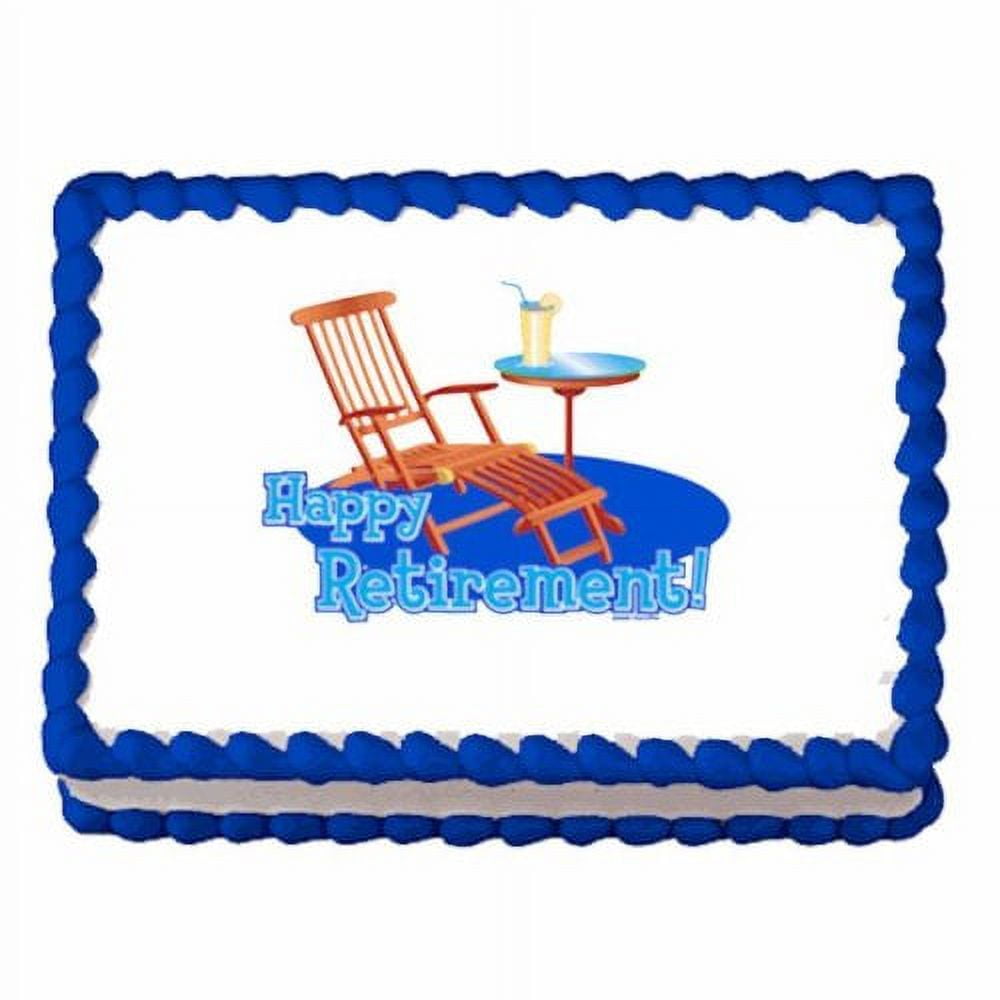 Sheet ~ Happy Retirement Beach Chair ~ Edible Cake/Cupcake Topper ...