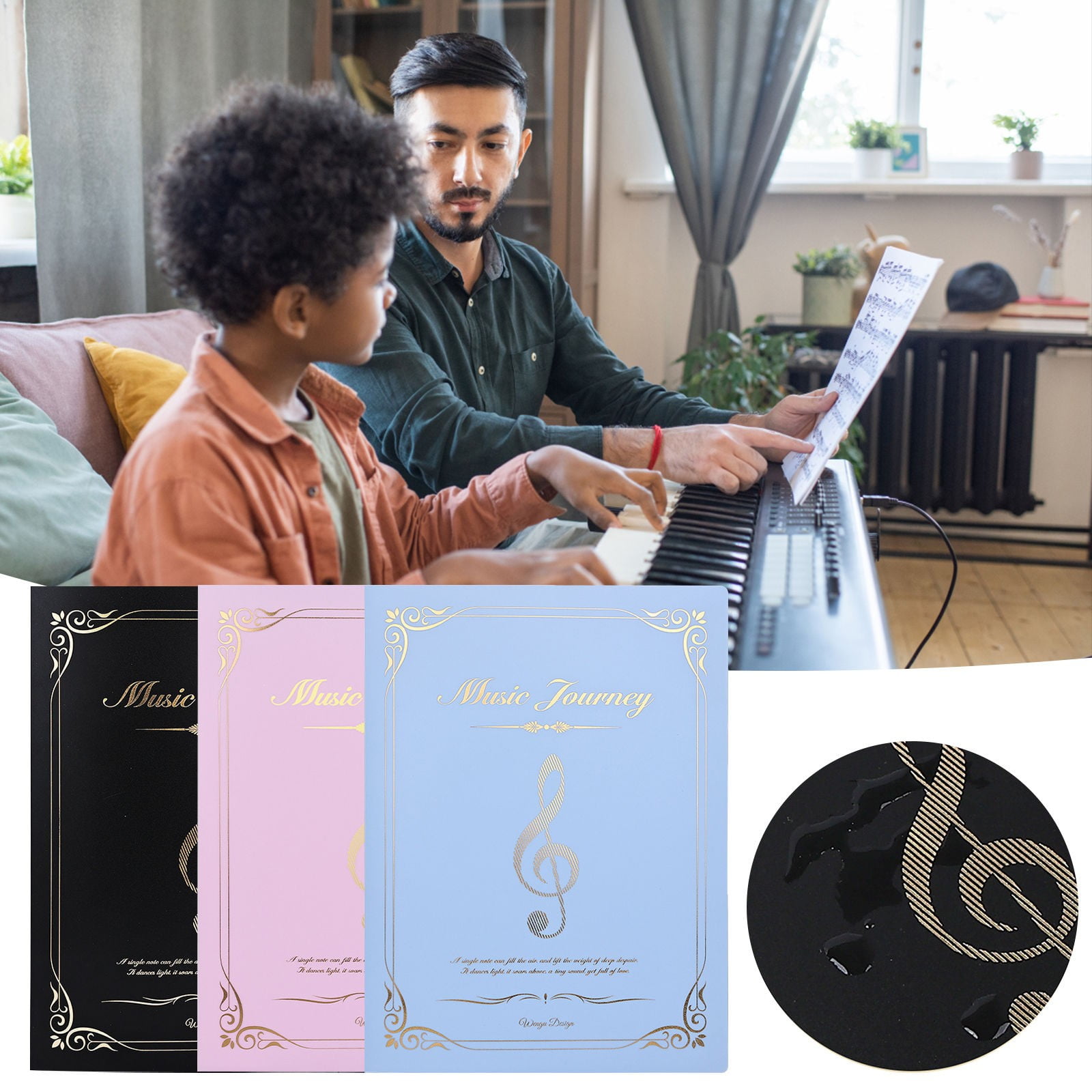 Sheet Music Folder (1 Pack, Black) – 60 Pages Spiral Binder Organizer ...