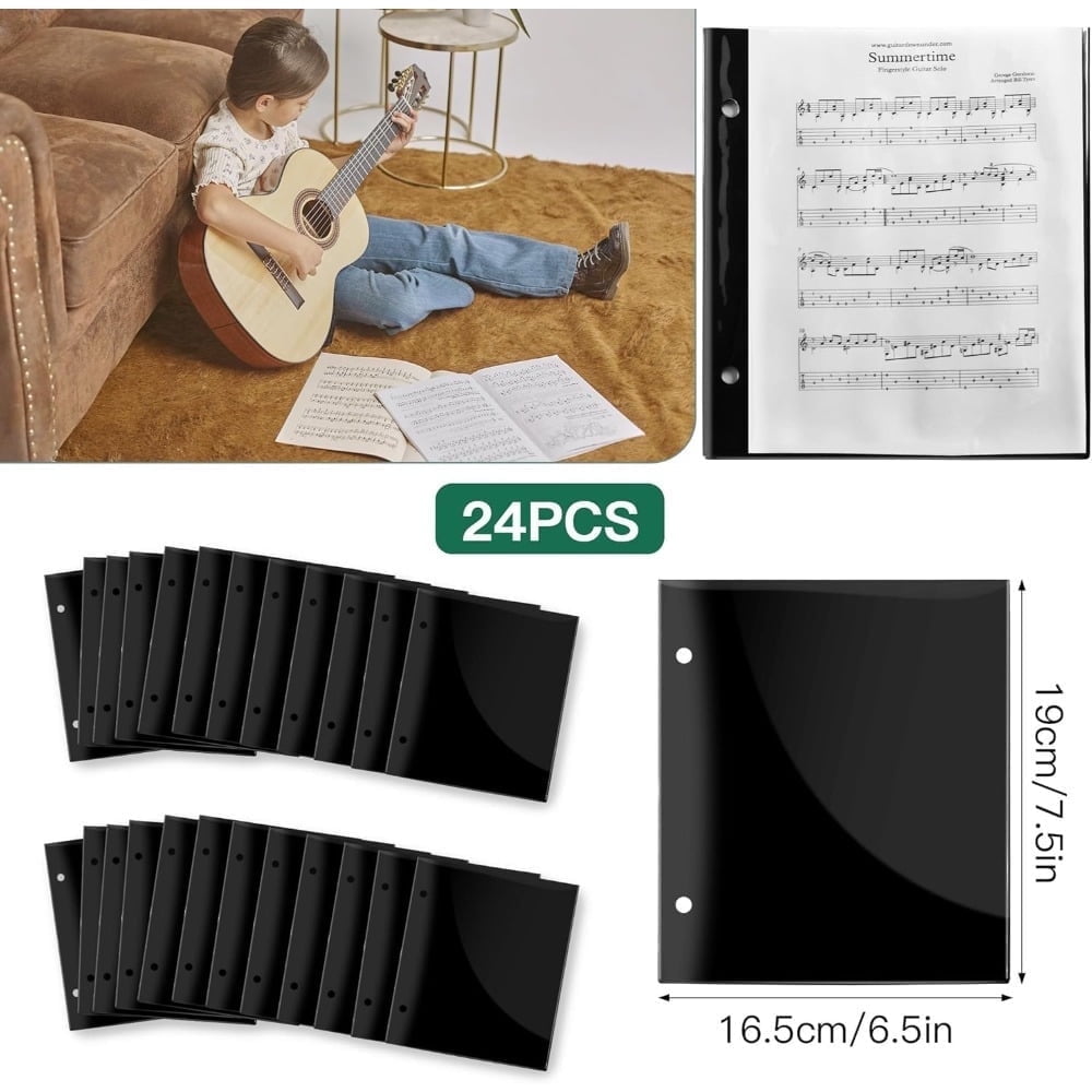 Sheet Music Folders, 24PCS Flip Folder Pages, 7.5 x 6.5'' Double Side ...