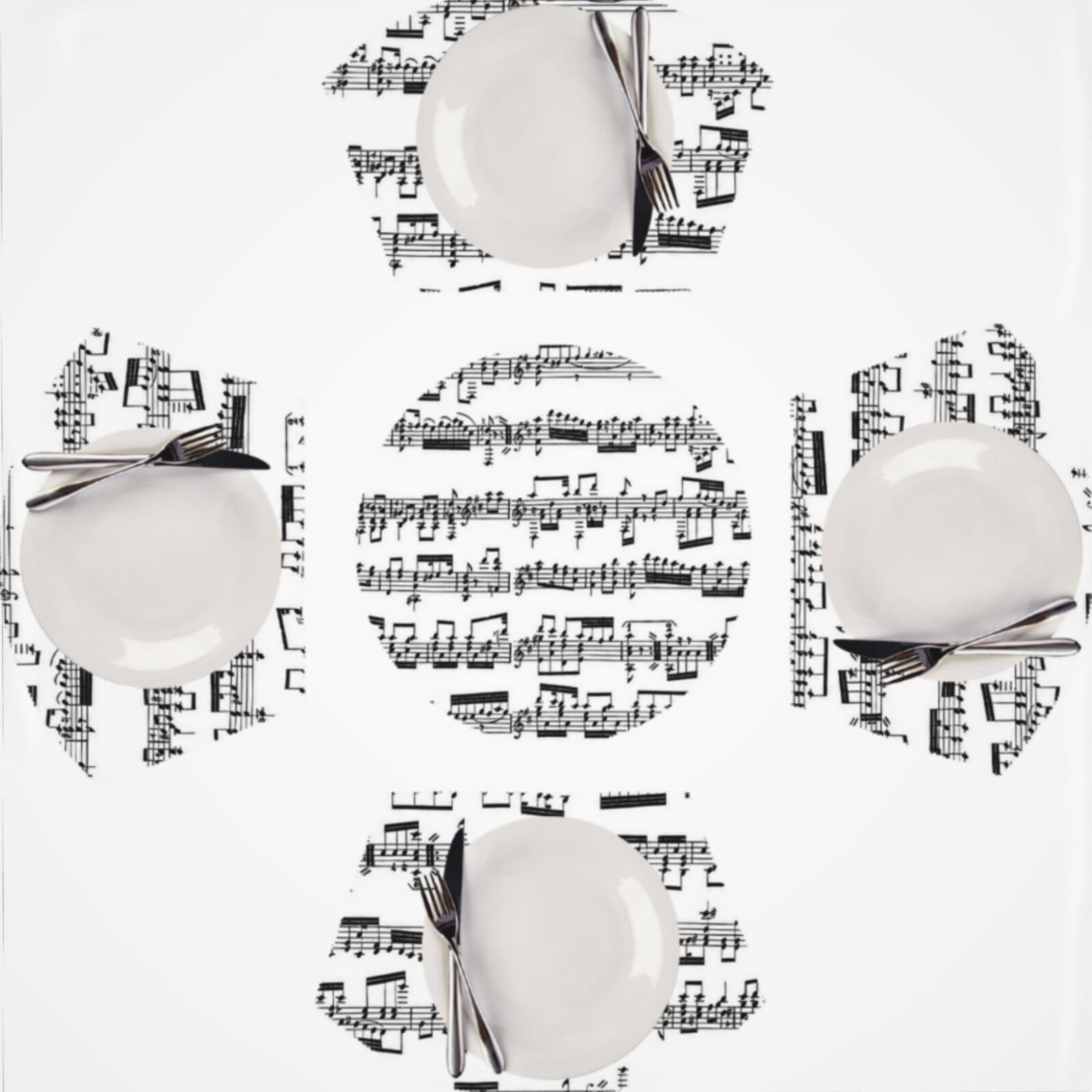 Sheet Music On Light Grey Round Table Placemats Set Of 5 Wedge Table ...