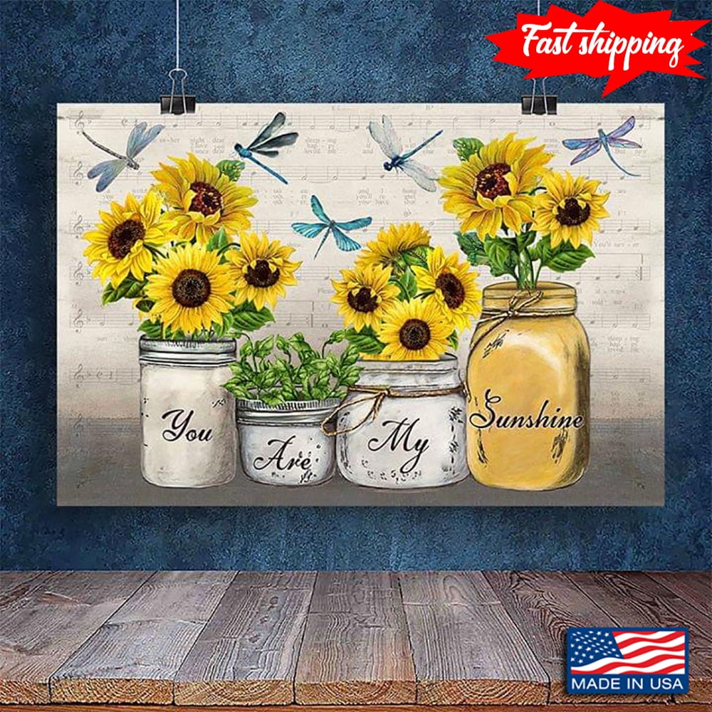 Sheet Music Theme Dragonflies & Sunflowers In Mason Jars You Are My ...