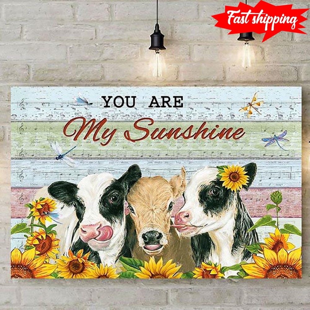 Sheet Music Theme Three Little Cows With Sunflowers And Dragonflies You ...