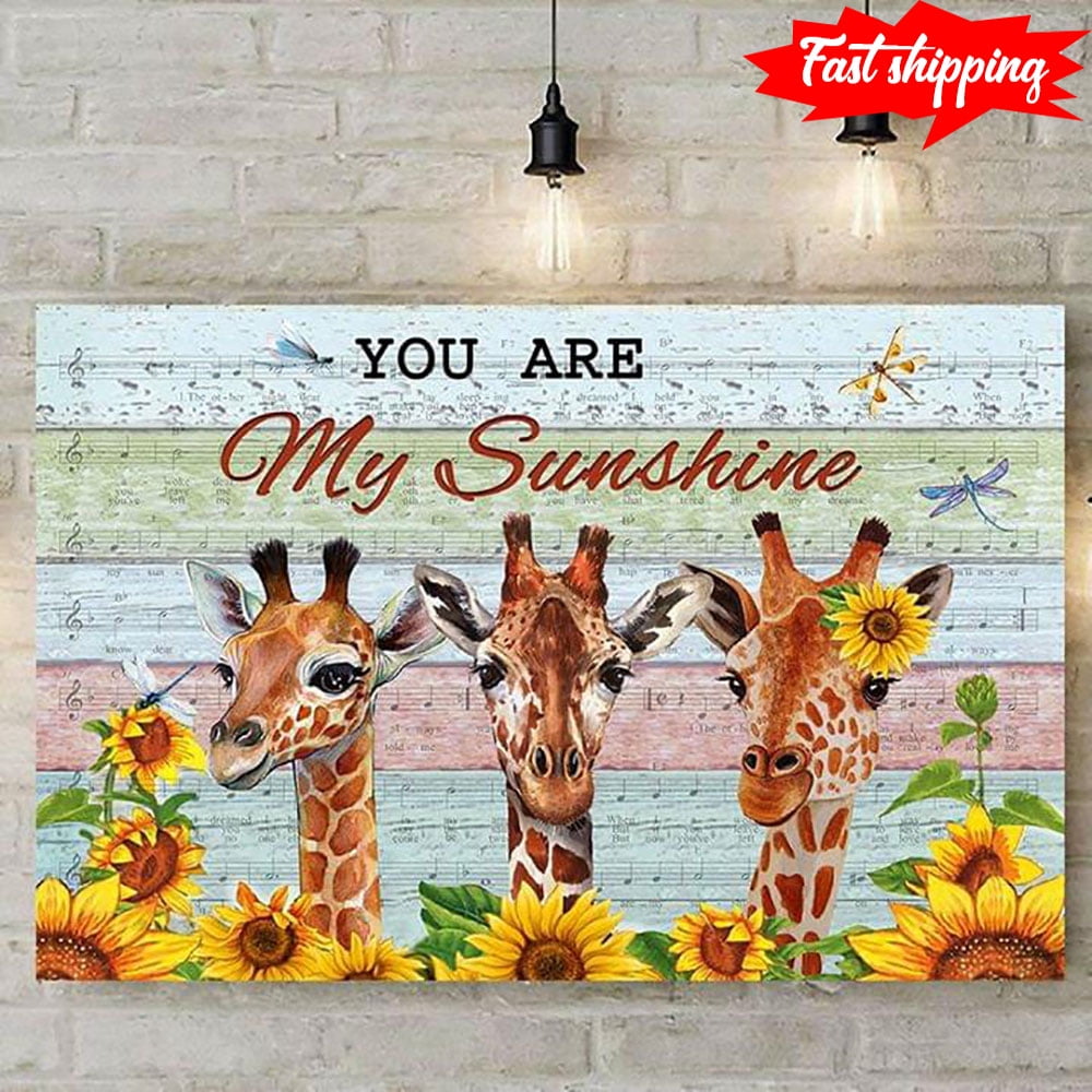Sheet Music Theme Three Little Giraffes With Sunflowers And Dragonflies ...